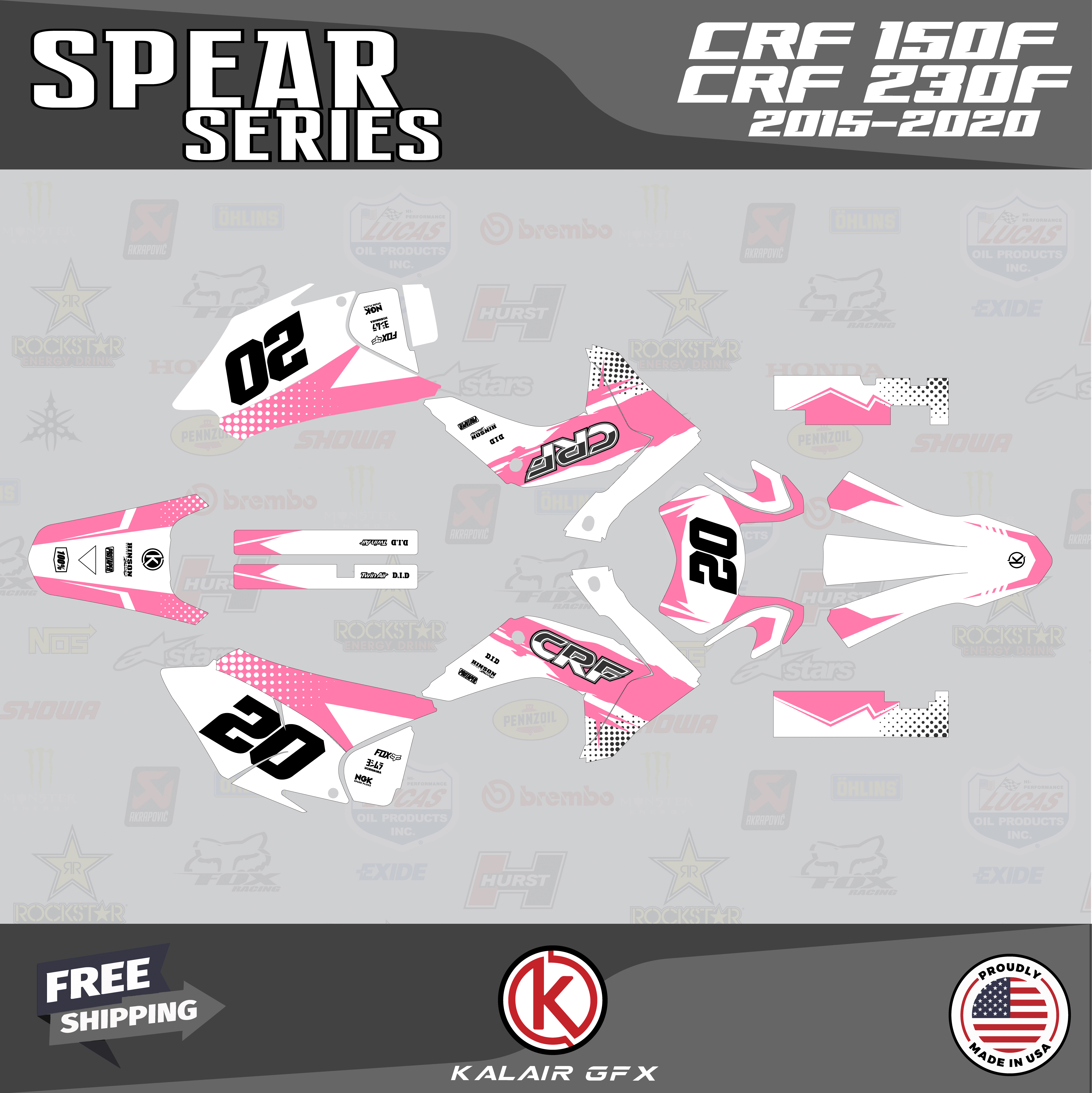Kalair GFX Graphics Kit for Honda CRF230F (2015-2020) Spear Series ...