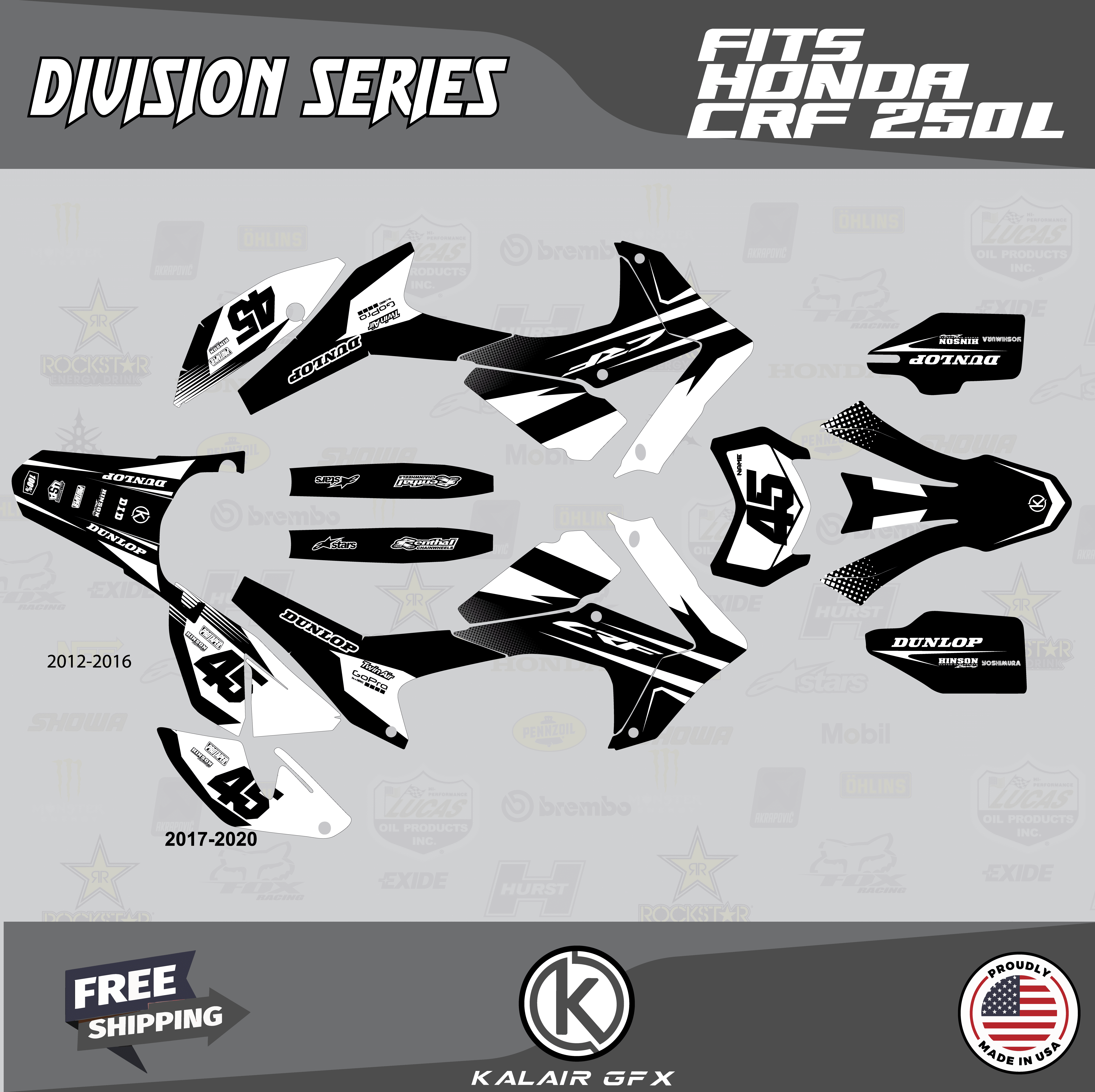 Kalair GFX Graphics Kit for Honda CRF250L (2012-2016) Division Series ...