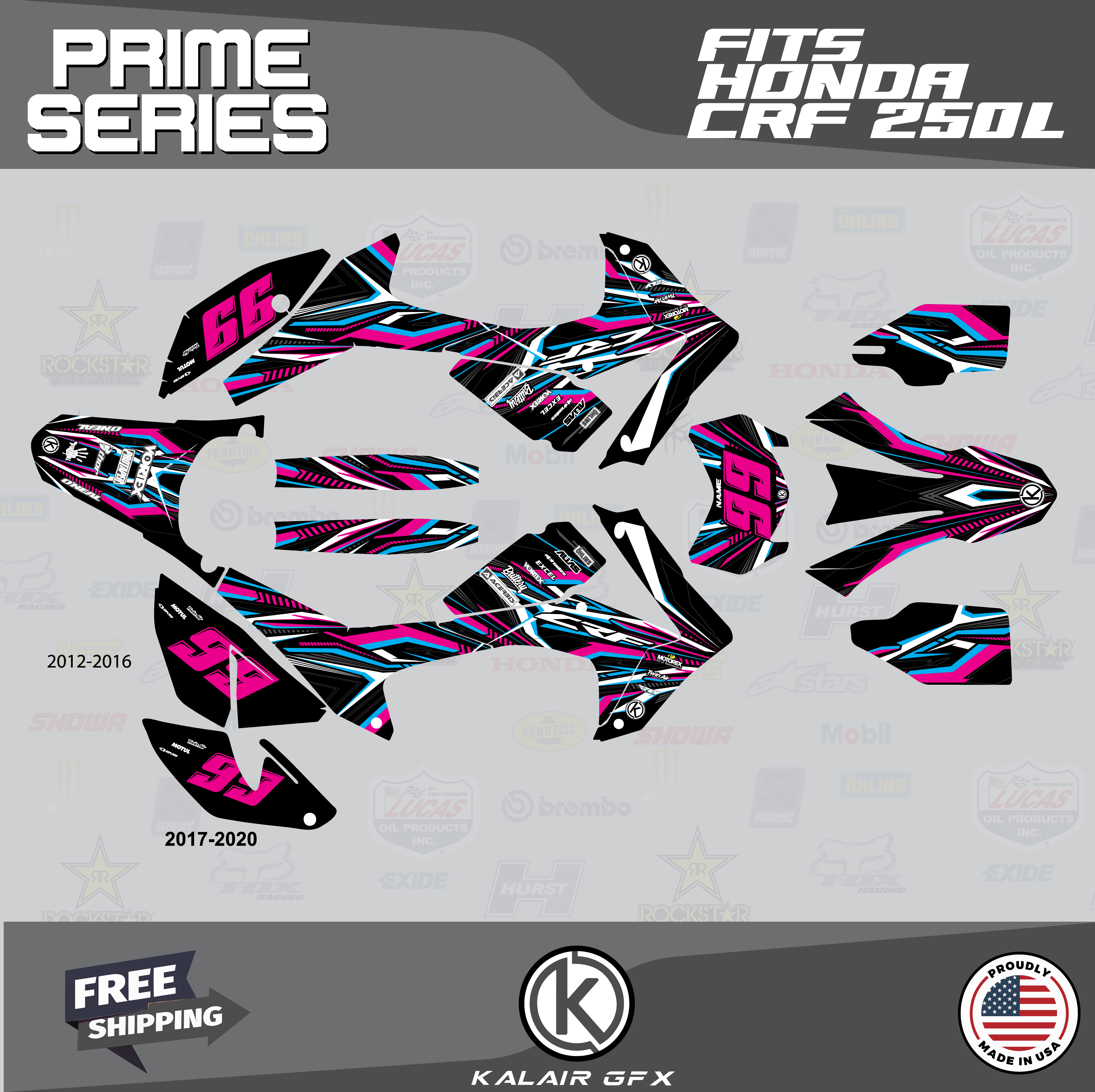 Kalair GFX Graphics Kit for Honda CRF250L (2012-2016) Prime Series ...