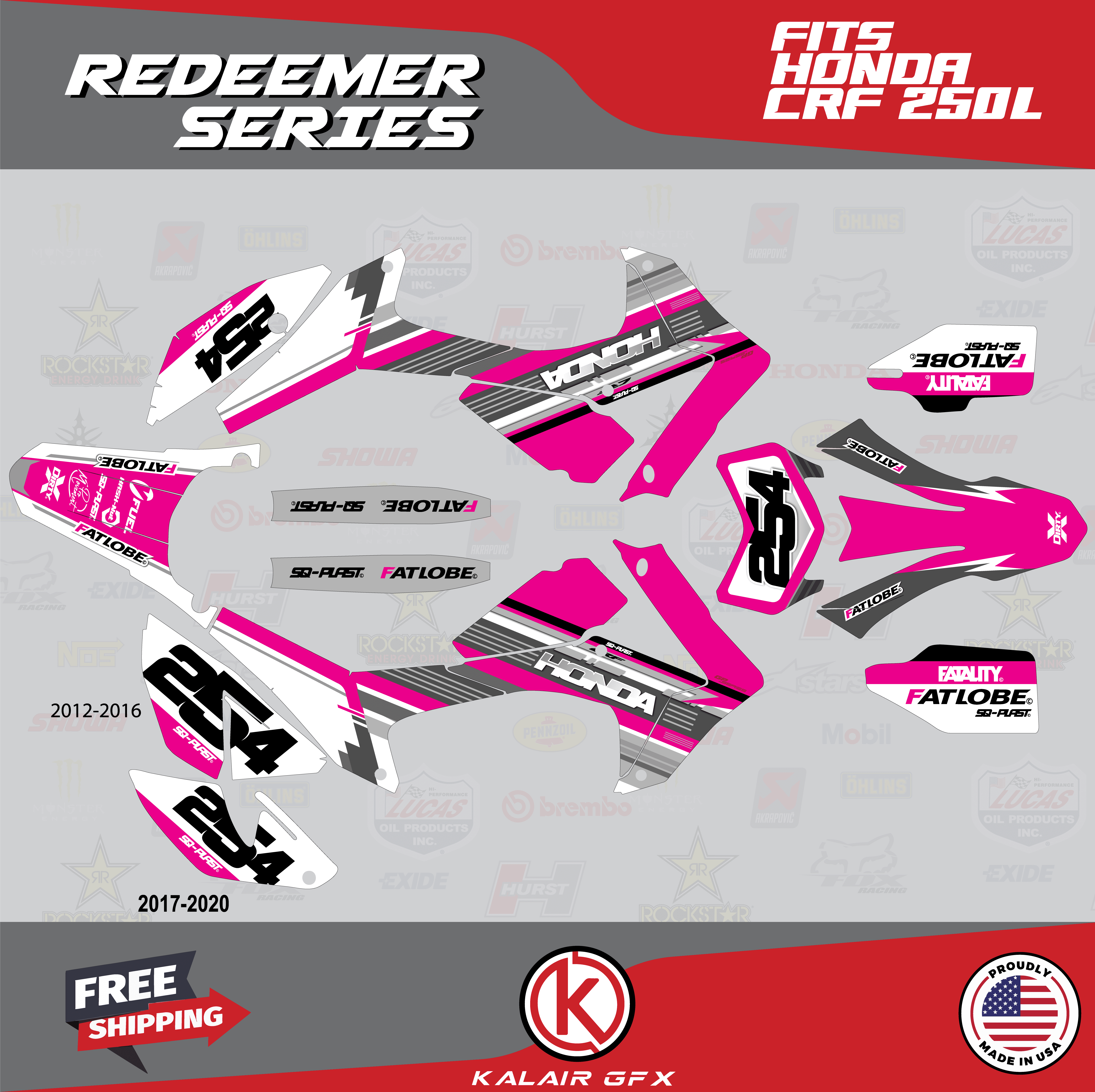 Kalair GFX Graphics Kit for Honda CRF250L (2012-2016) Redeemer Series ...