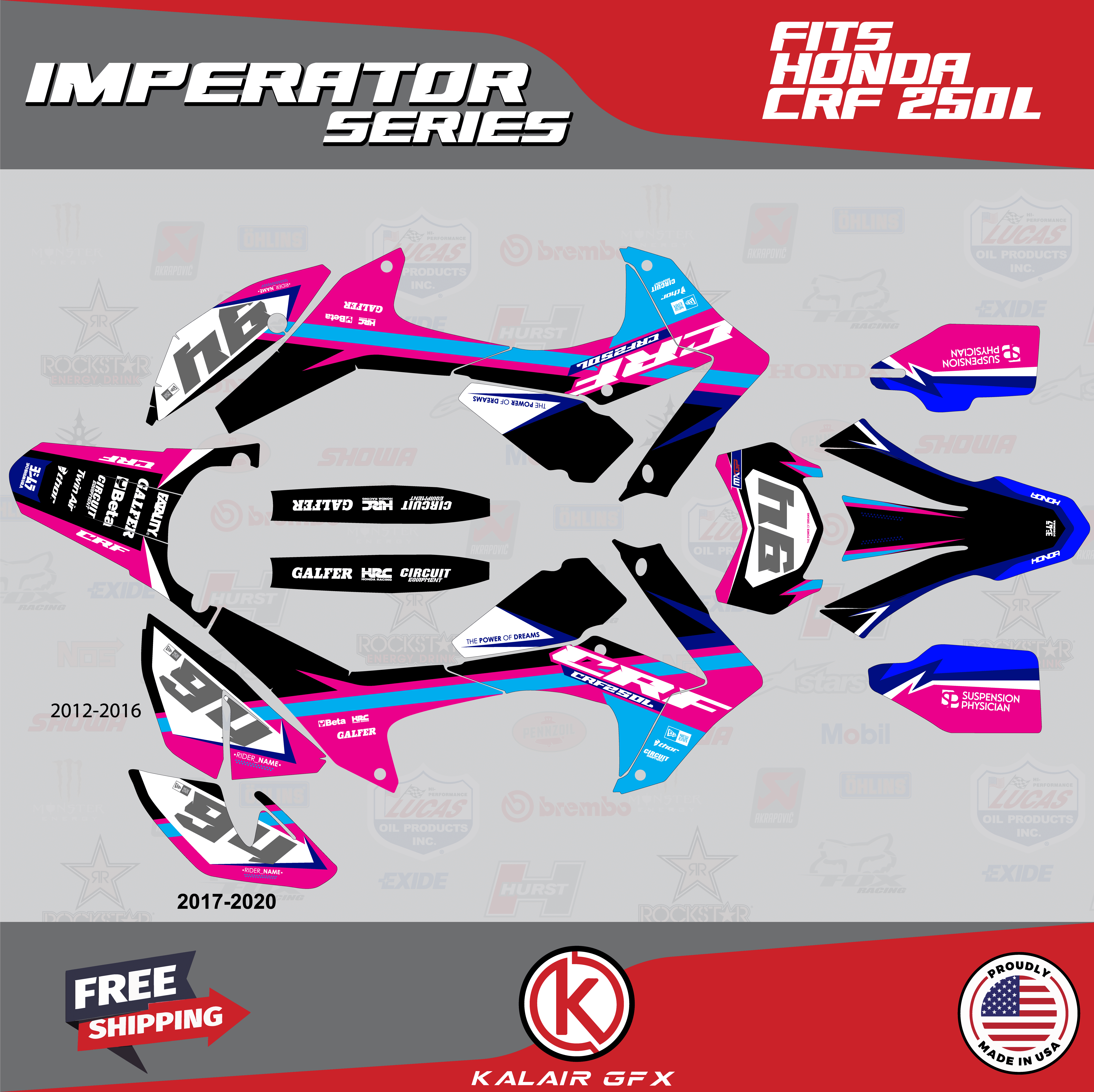 Kalair GFX Graphics Kit for Honda CRF250L (2017-2020) Imperator Series ...