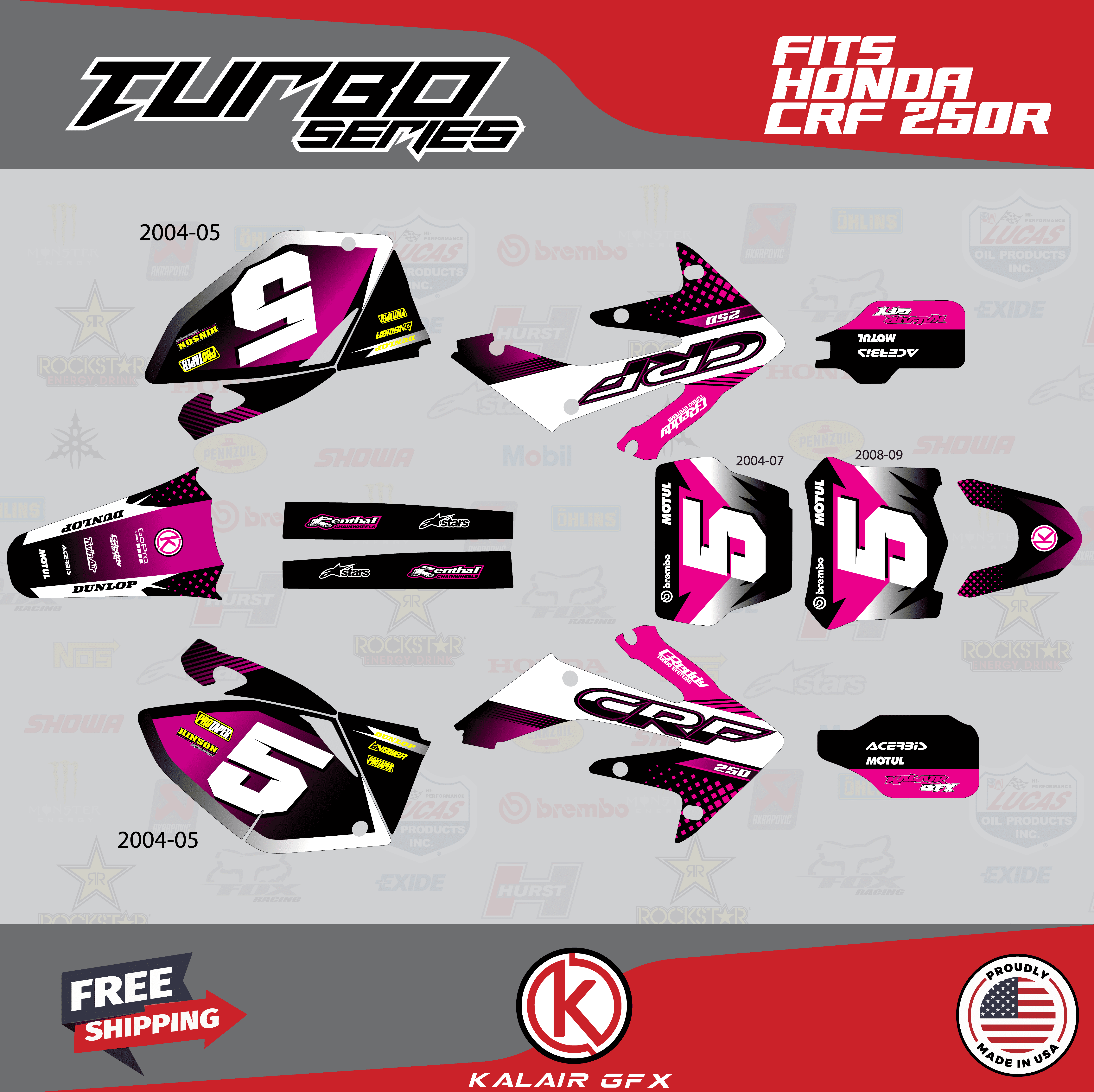 Kalair GFX Graphics Kit for Honda CRF250R (2006-2007) Turbo Series ...