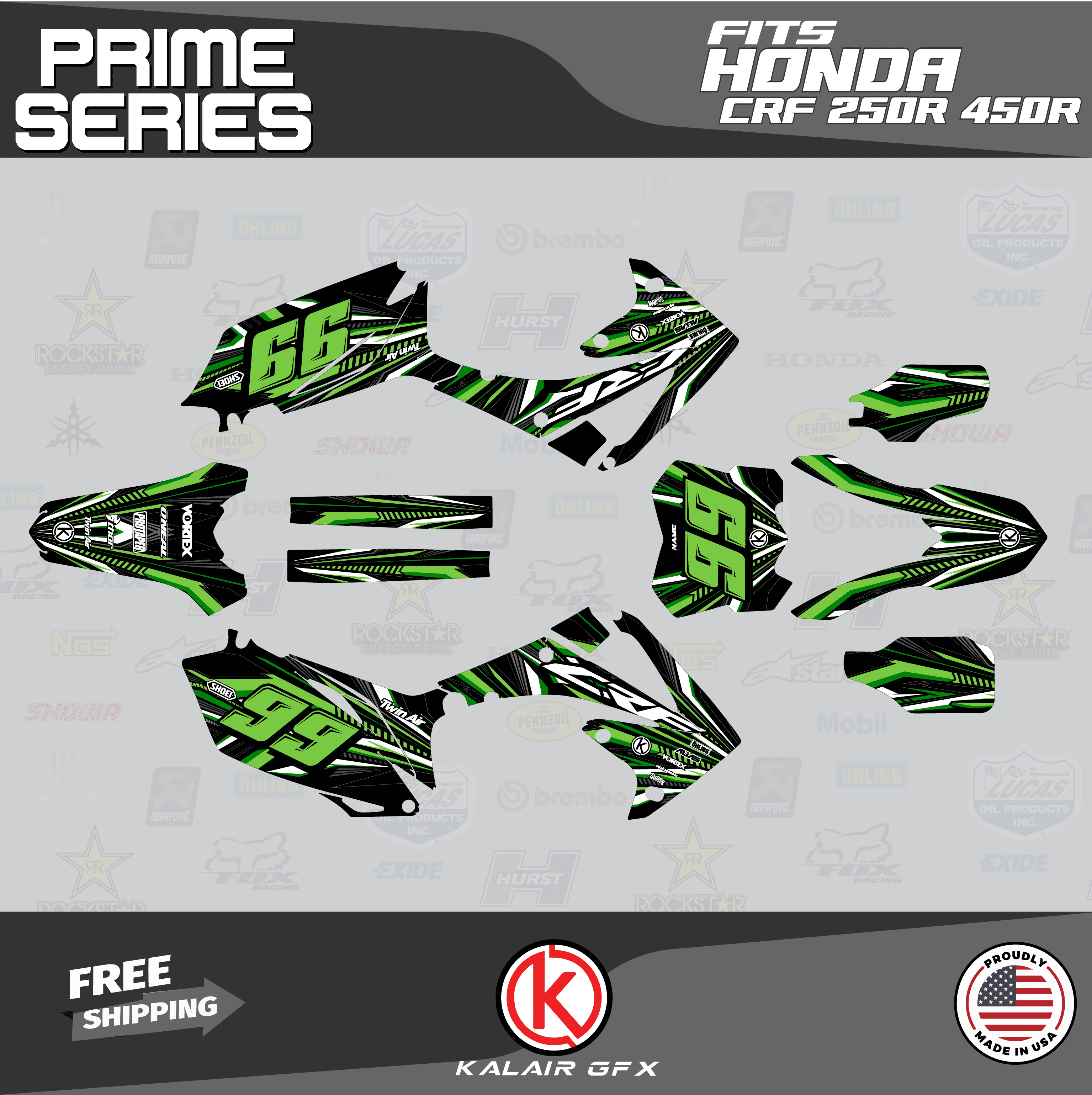 Kalair GFX Graphics Kit for Honda CRF250R (2010-2013) Prime Series ...