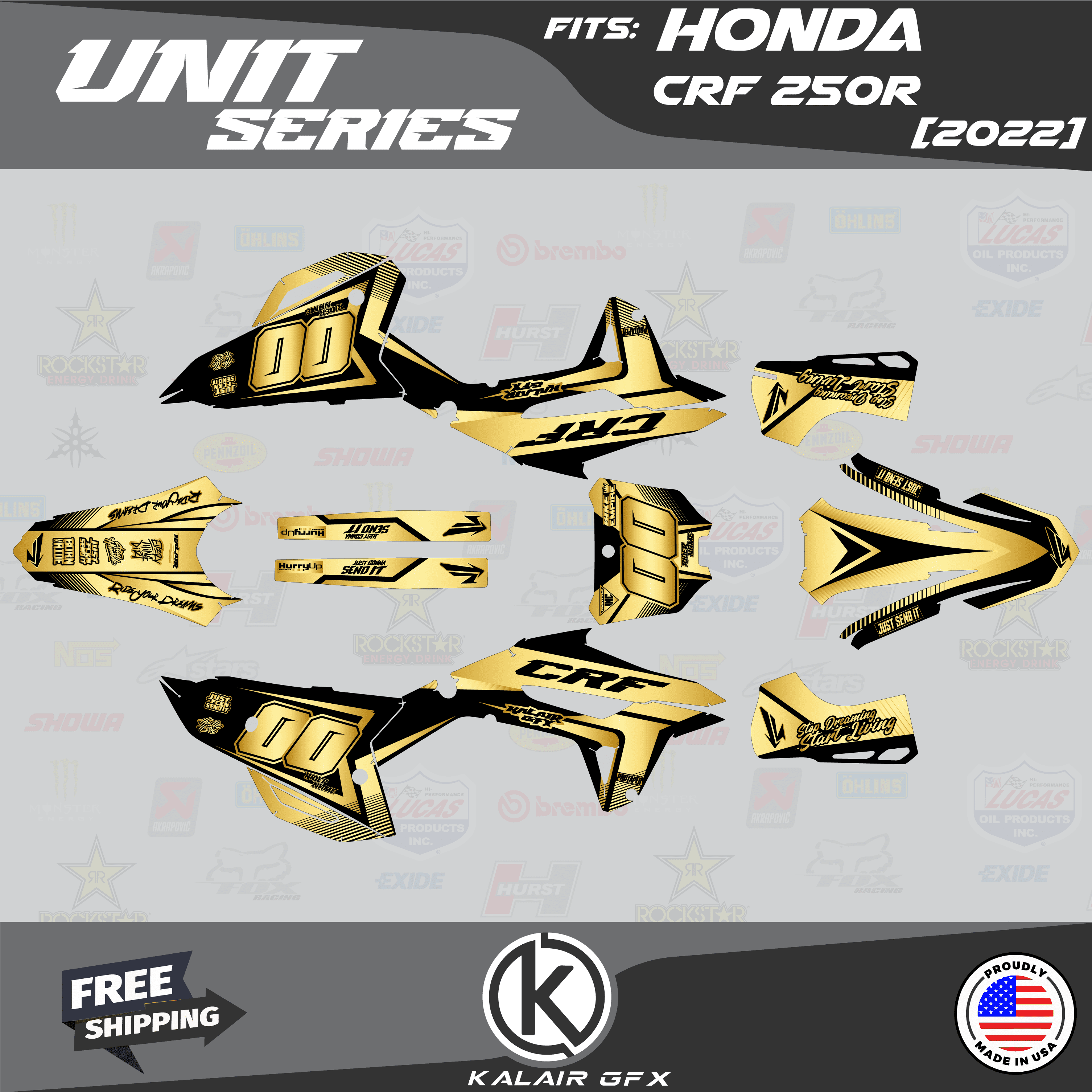 Kalair GFX Graphics Kit for Honda CRF250R (2022-2023) Unit Series ...