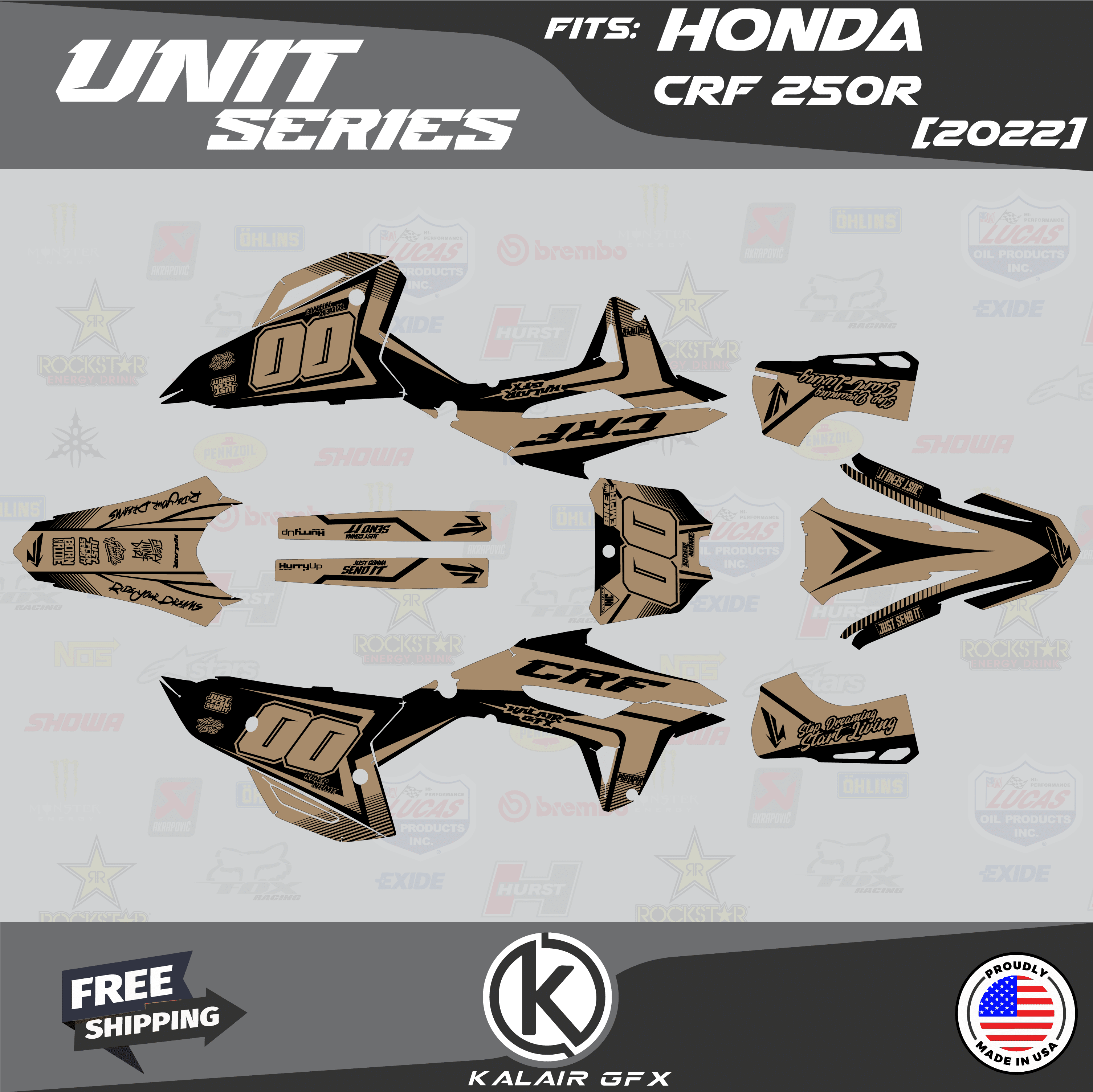 Kalair GFX Graphics Kit for Honda CRF250R (2022-2023) Unit Series ...