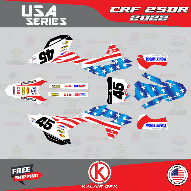 Kalair GFX Graphics Kit for Honda CRF250R (2022) Usa Series - Walmart.com