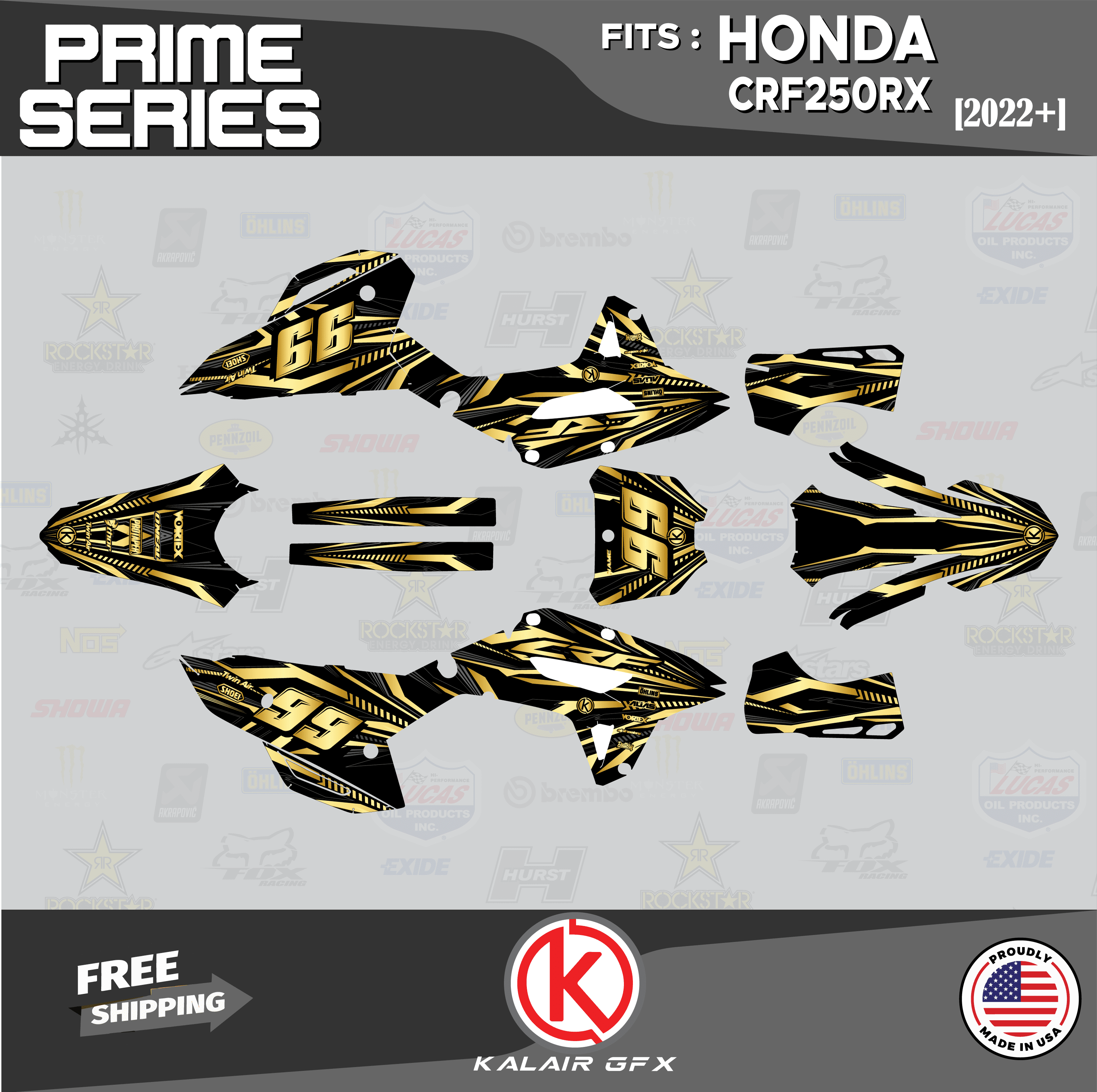 Kalair GFX Graphics Kit for Honda CRF250RX (2022+) Prime Series ...