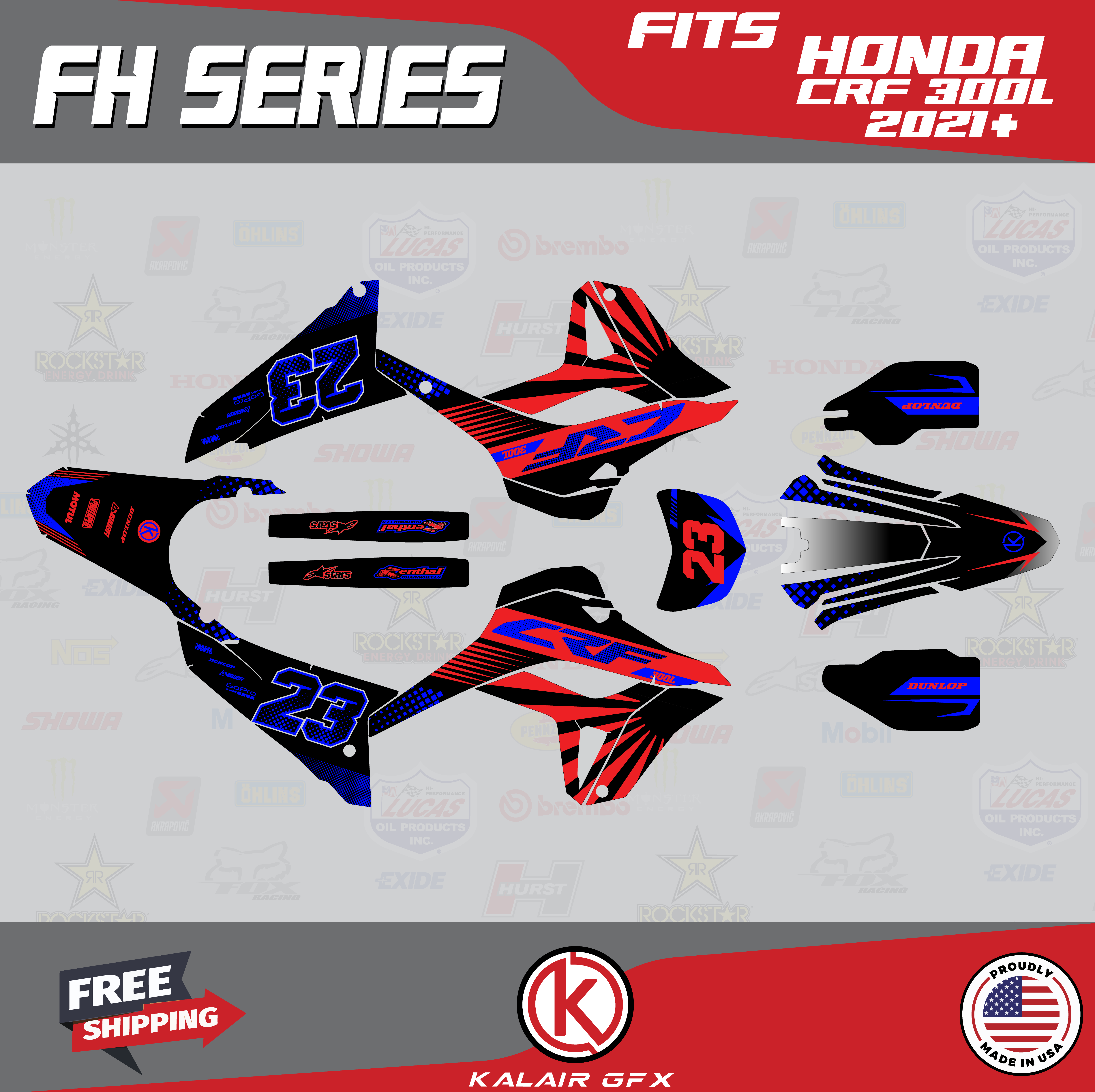 Kalair GFX Graphics Kit for Honda CRF300L (2021+) Fh Series - Walmart.com