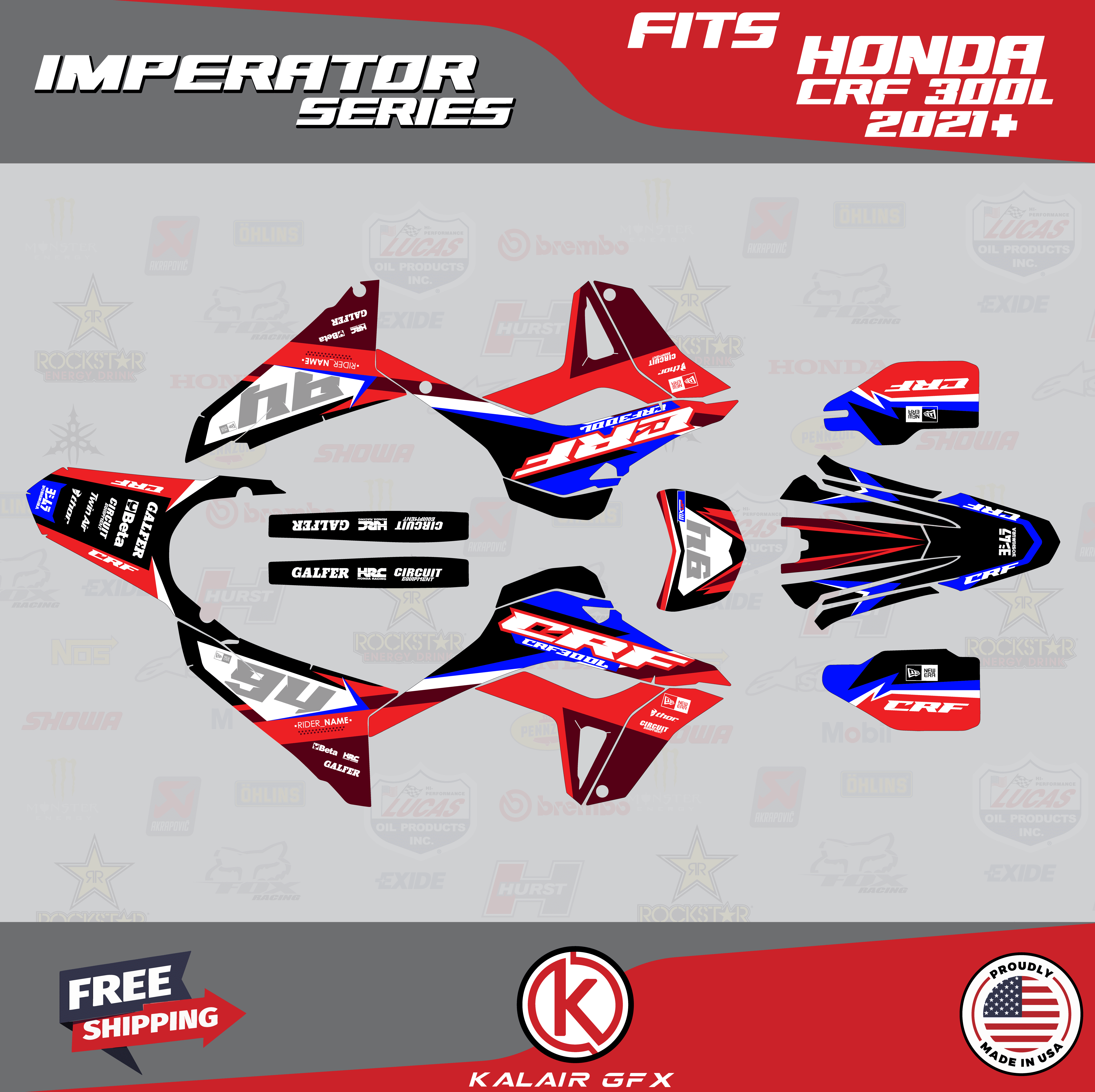 Kalair GFX Graphics Kit for Honda CRF300L (2021+) Imperator Series ...