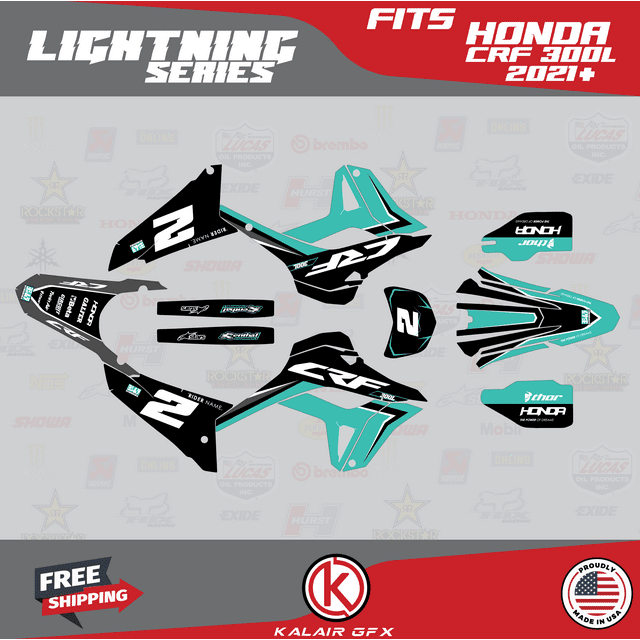 Kalair GFX Graphics Kit for Honda CRF300L (2021+) Lightning Series ...