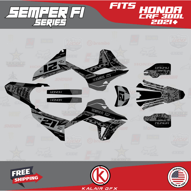 Kalair GFX Graphics Kit for Honda CRF300L (2021+) Semperfi Series ...