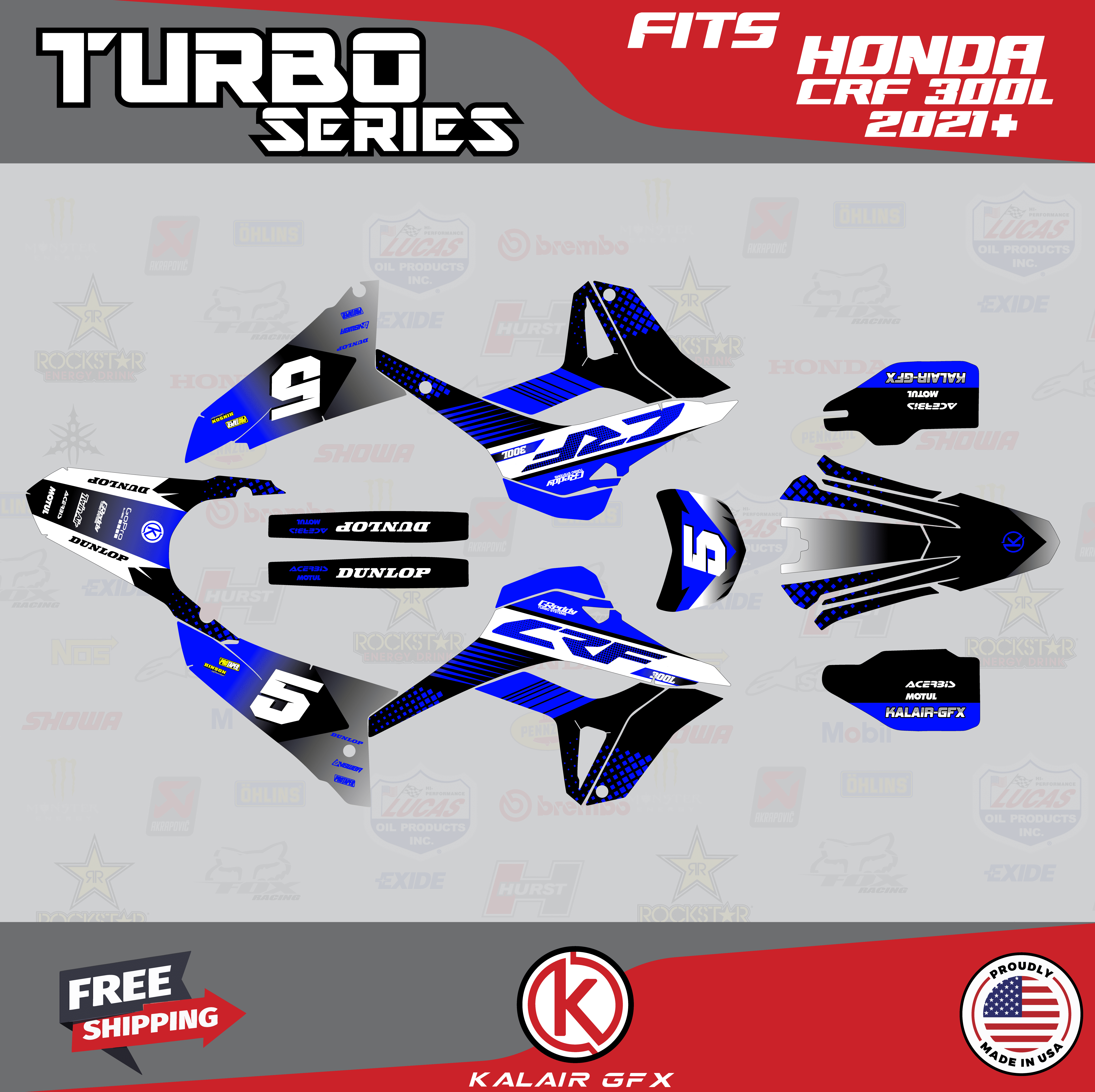 Kalair GFX Graphics Kit for Honda CRF300L (2021+) Turbo Series ...