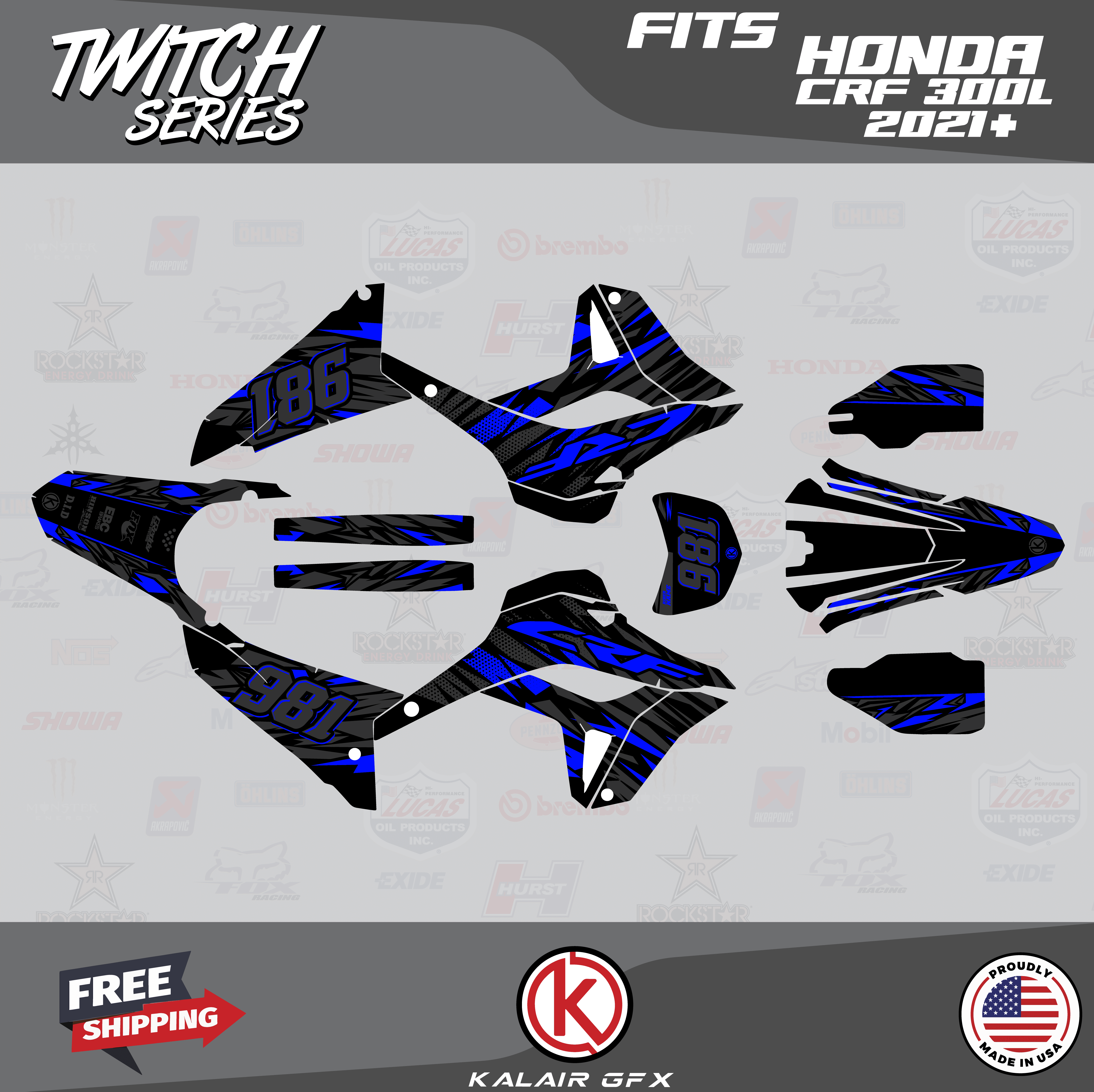 Kalair GFX Graphics Kit for Honda CRF300L (2021+) Twitch Series ...