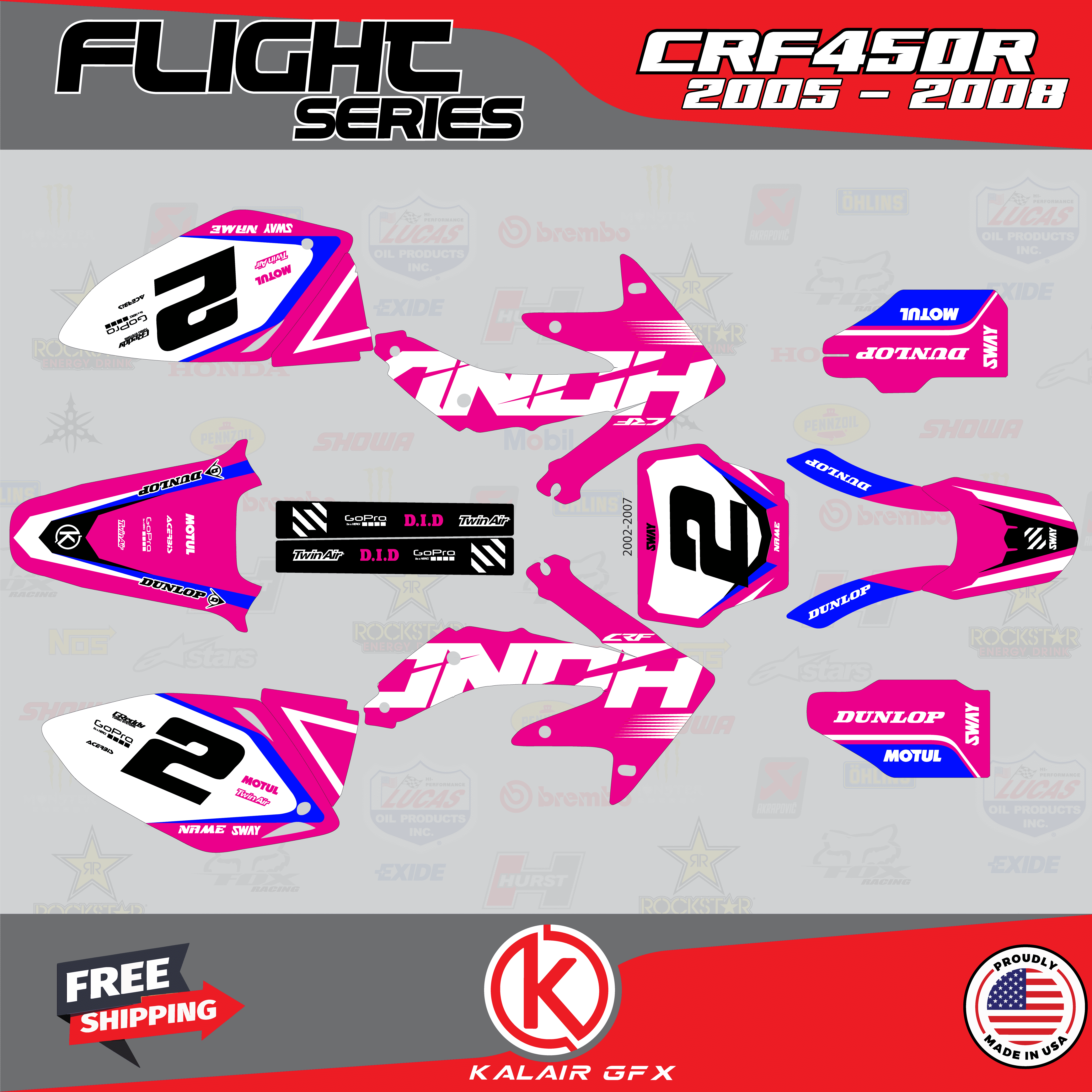 Kalair GFX Graphics Kit for Honda CRF450R (2005-2007) Flight Series ...