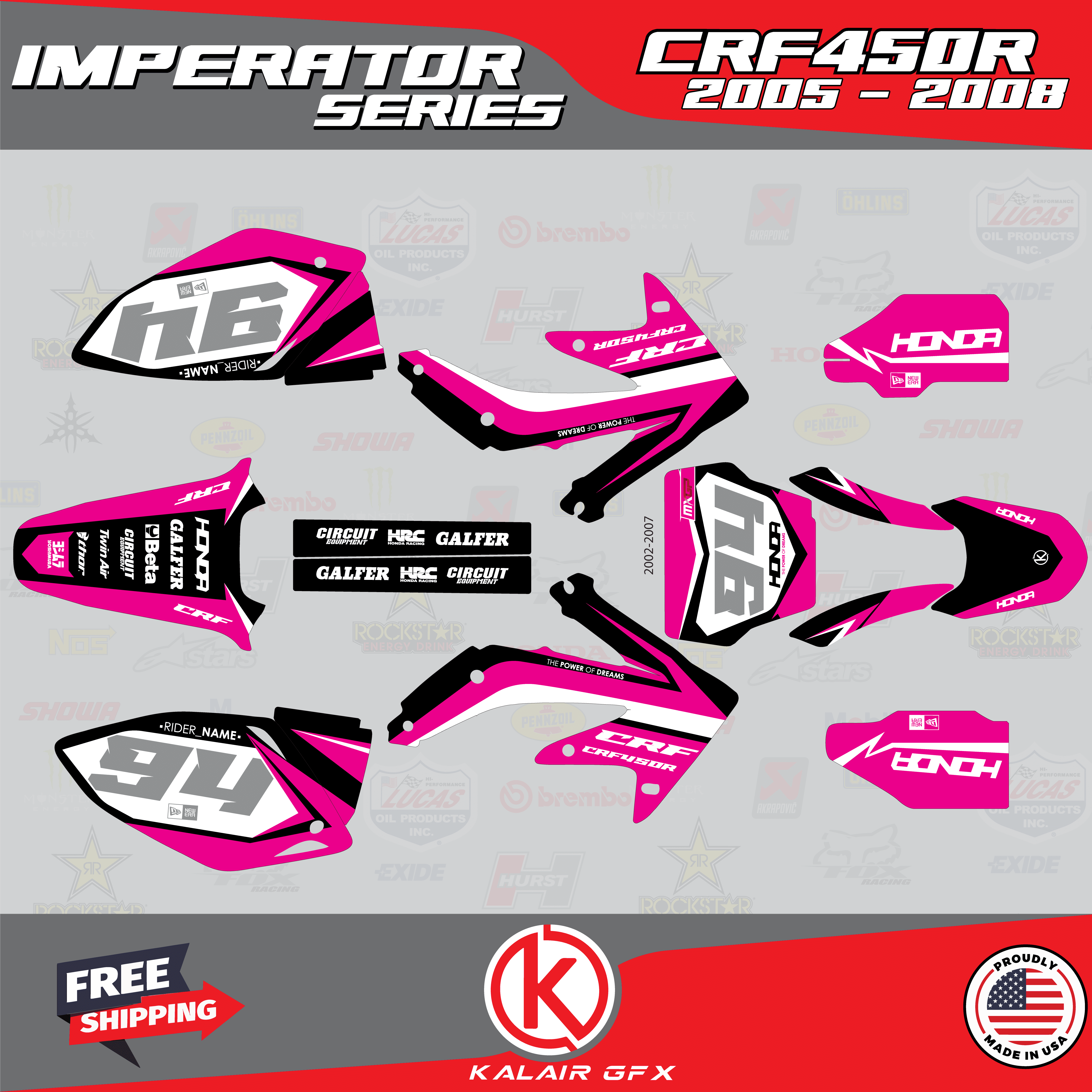 Kalair GFX Graphics Kit for Honda CRF450R (2008) Imperator Series ...