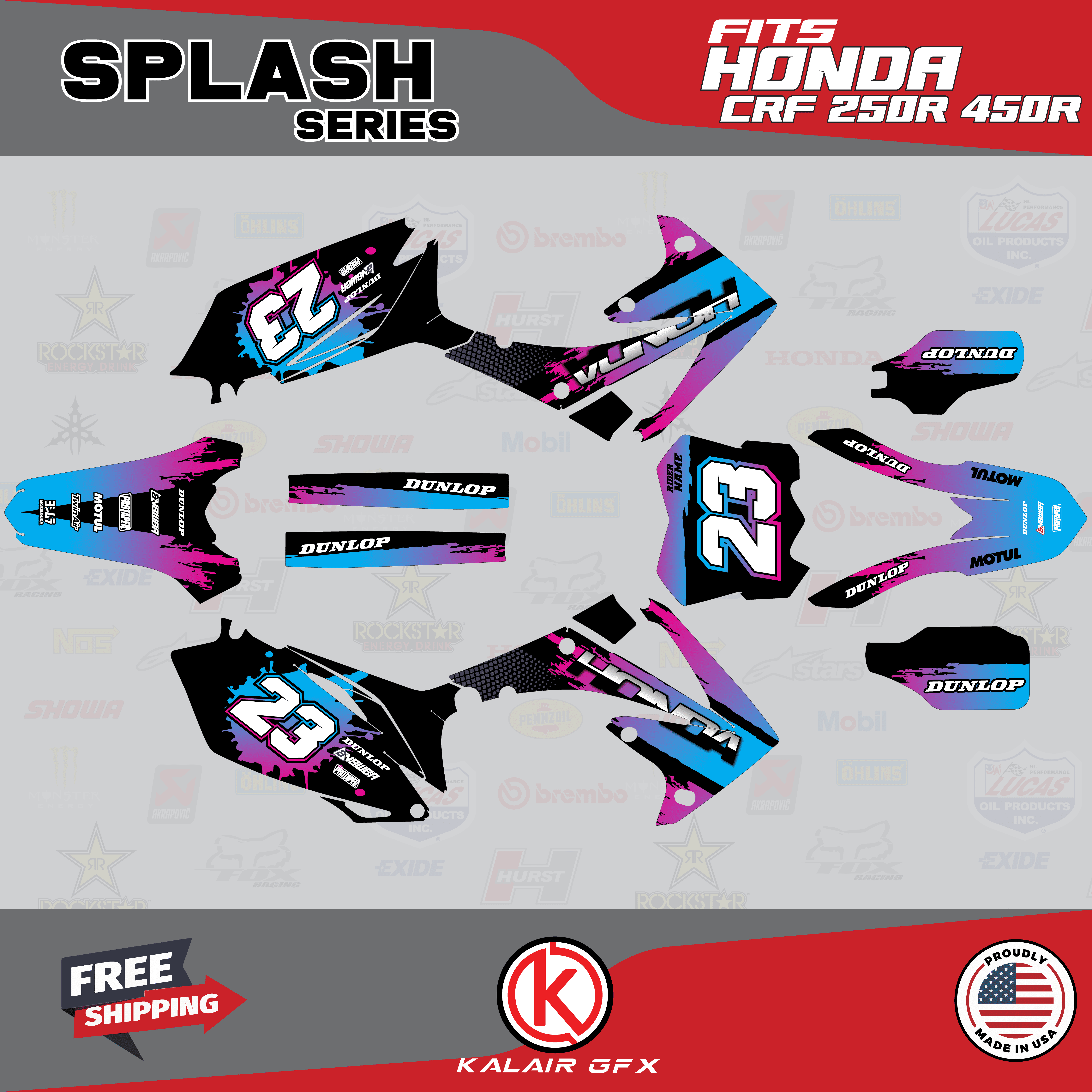 Kalair GFX Graphics Kit for Honda CRF450R (2009-2012) Splash Series ...