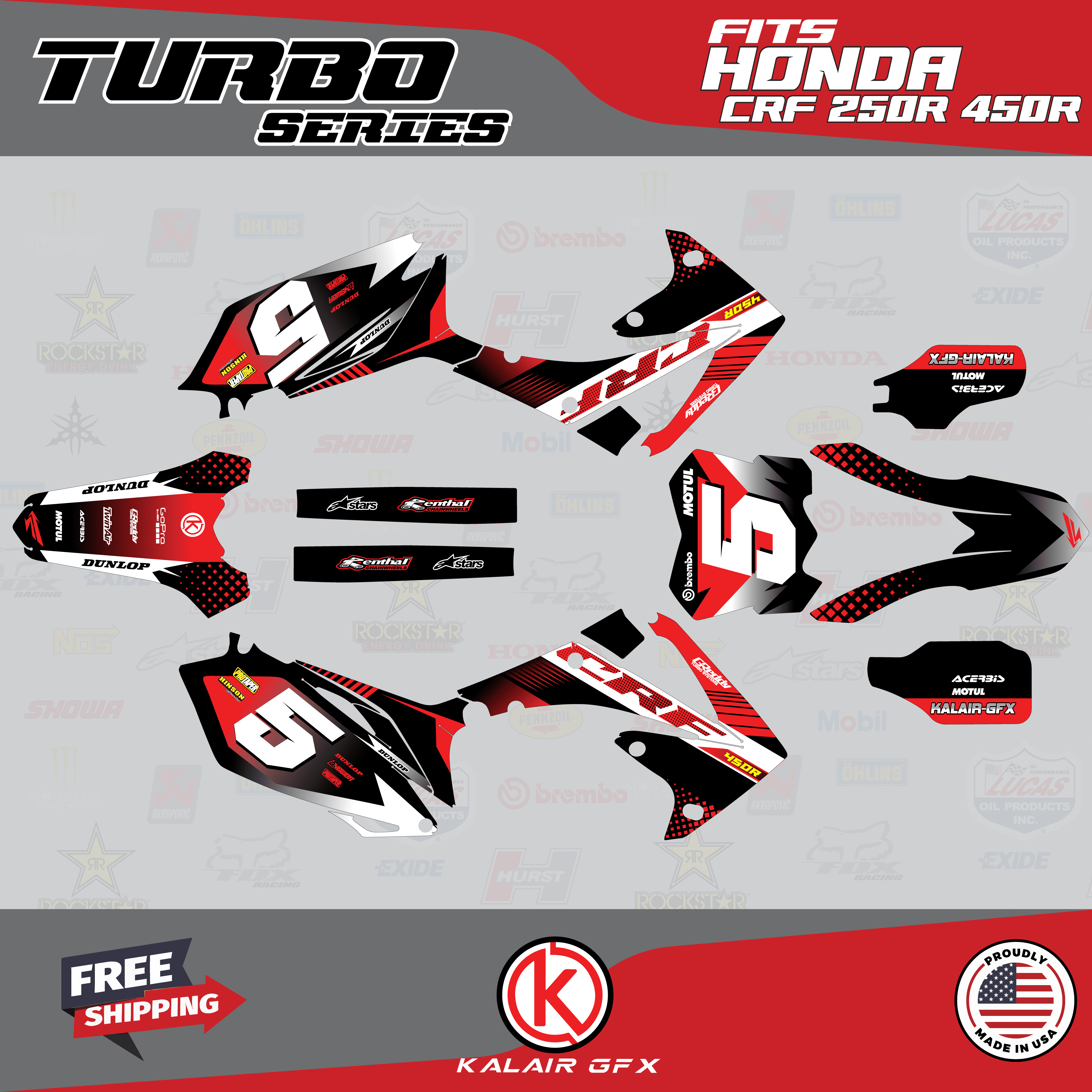Kalair GFX Graphics Kit for Honda CRF450R (2009-2012) Turbo Series ...