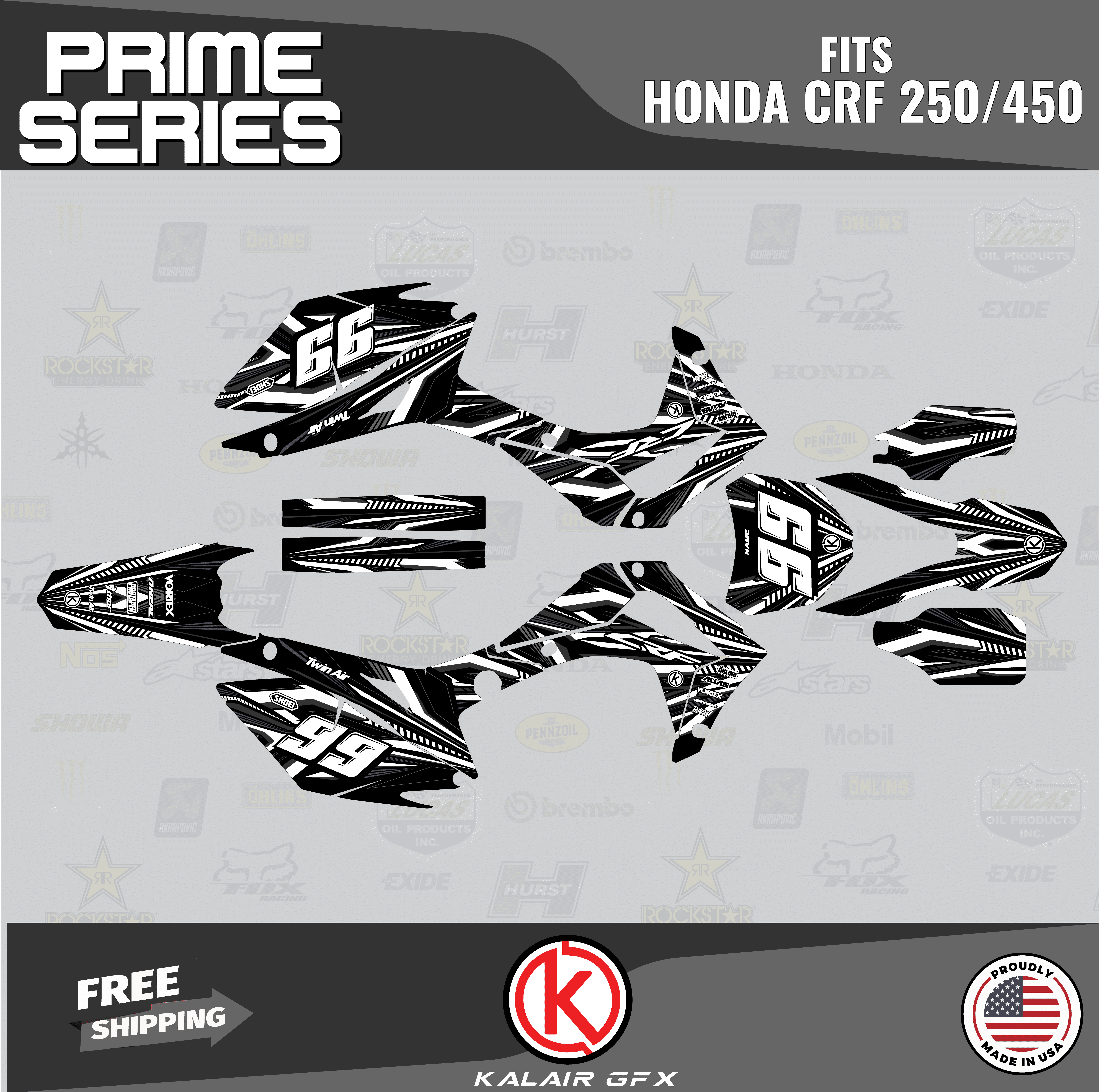 Kalair GFX Graphics Kit for Honda CRF450R (2013-2016) Prime Series ...