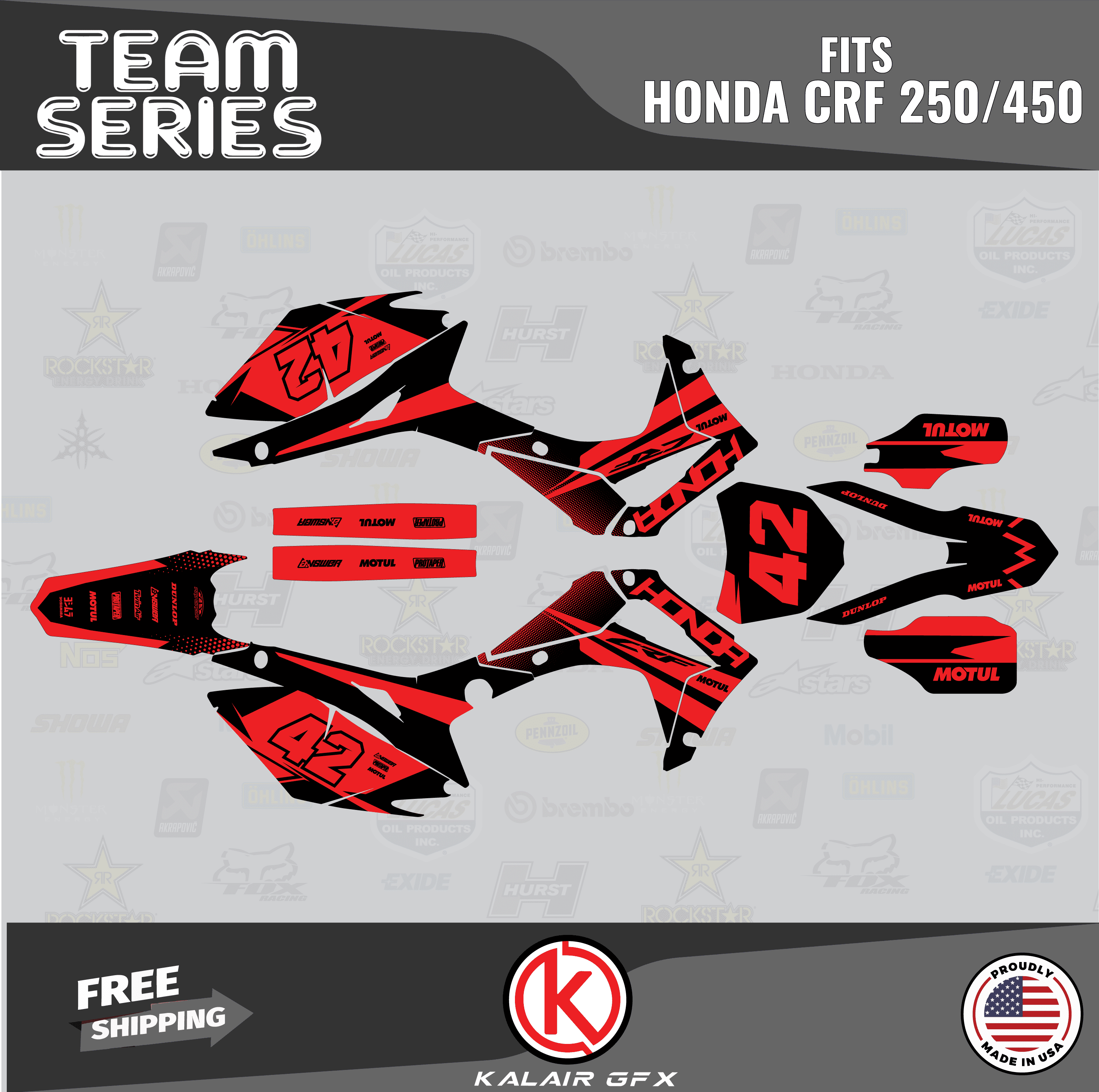 Kalair GFX Graphics Kit for Honda CRF450R (2013-2016) Team Series ...