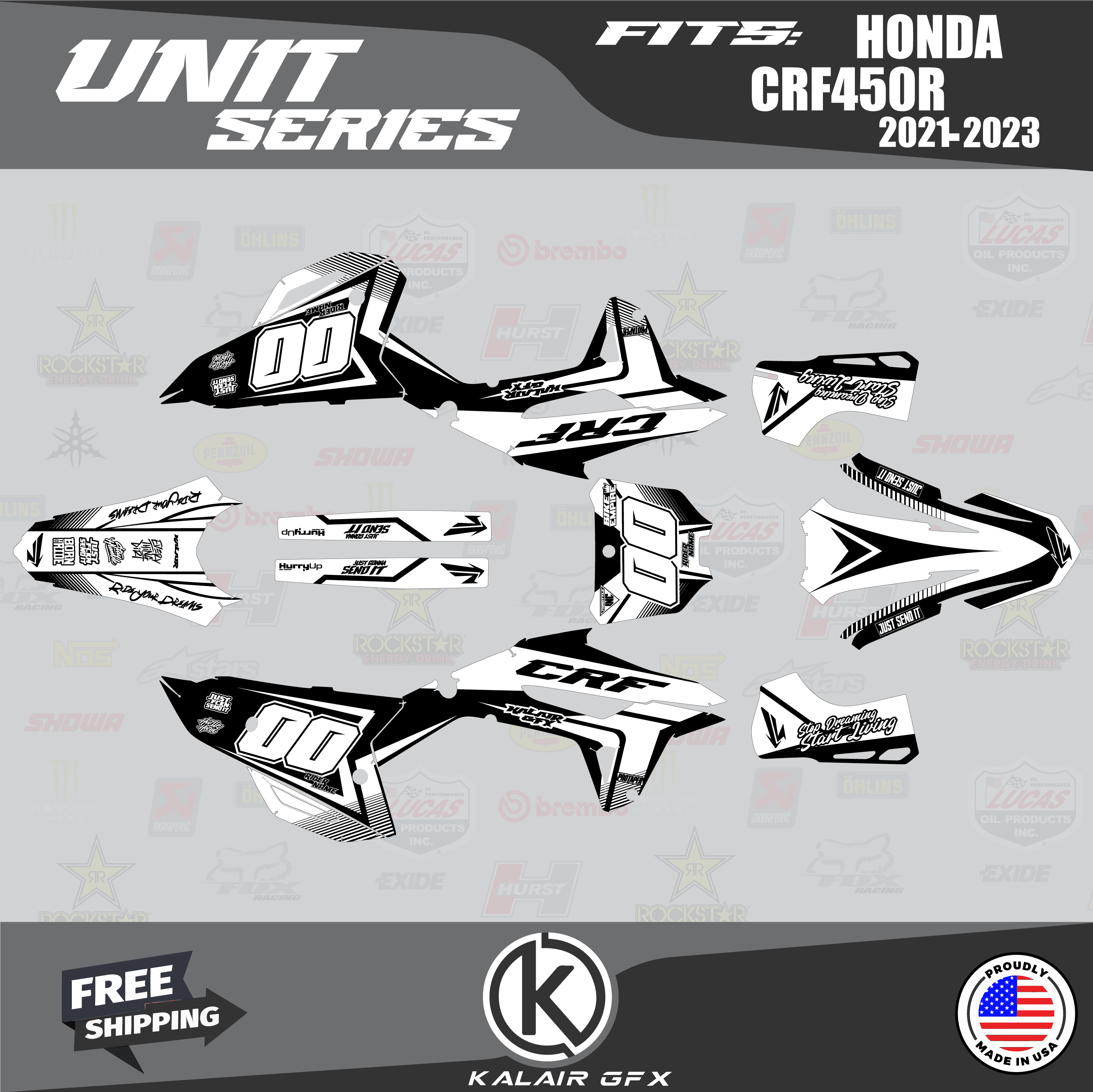 Kalair GFX Graphics Kit for Honda CRF450R (2021-2023) Unit Series ...