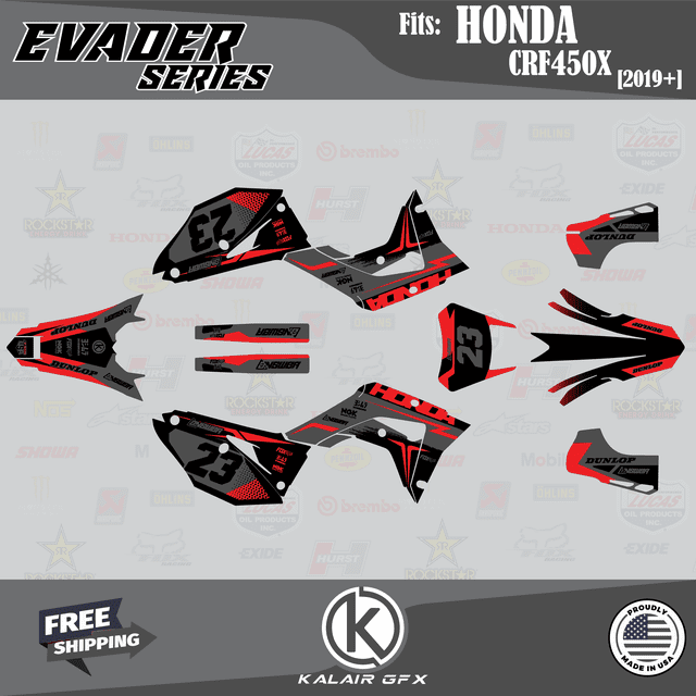 Kalair GFX Graphics Kit for Honda CRF450X (2019-2025) Evader Series ...
