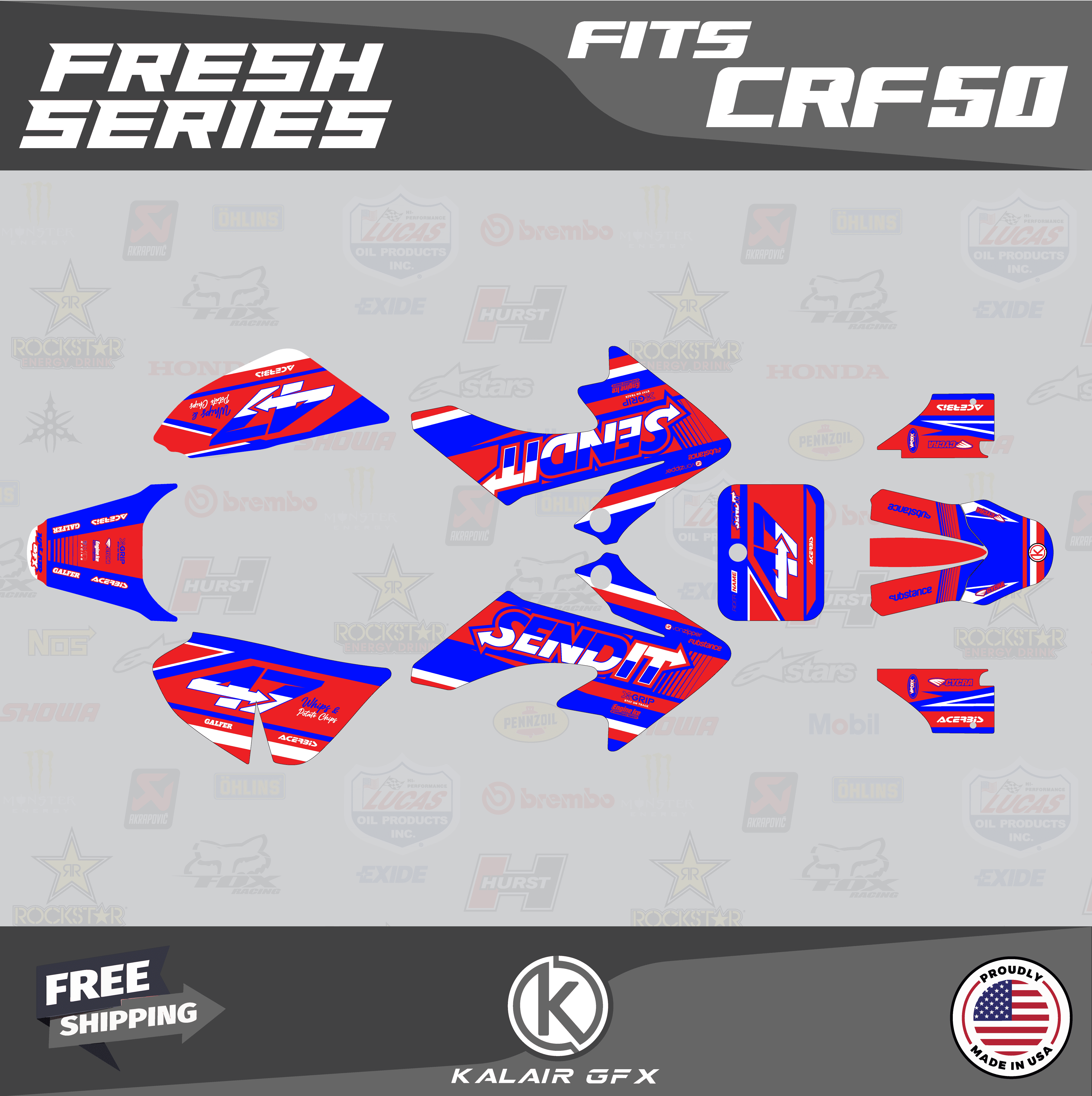 Kalair GFX Graphics Kit for Honda CRF50 (2004-2012) Fresh Series ...