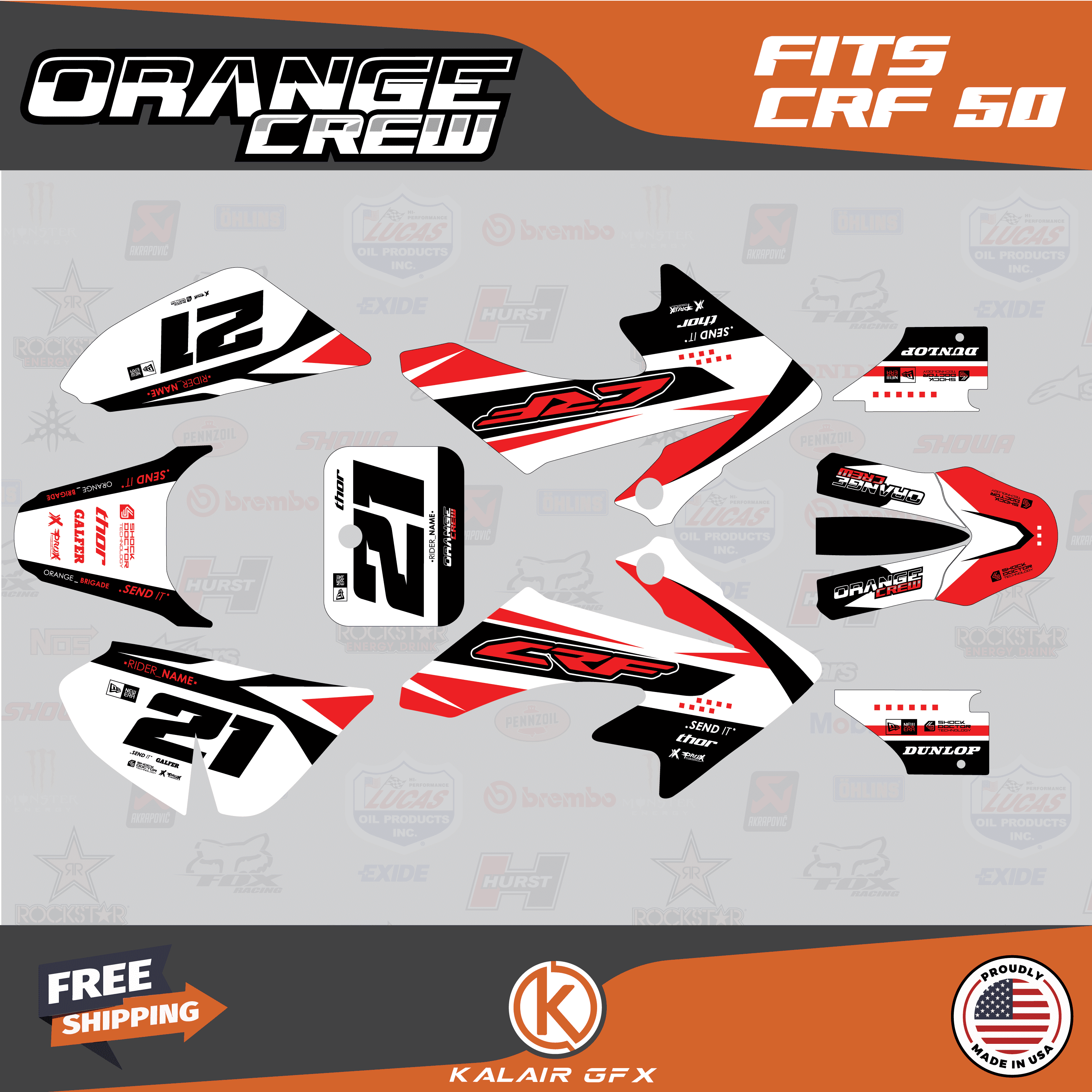 Kalair GFX Graphics Kit for Honda CRF50 (2004-2012) Og-crew Series ...