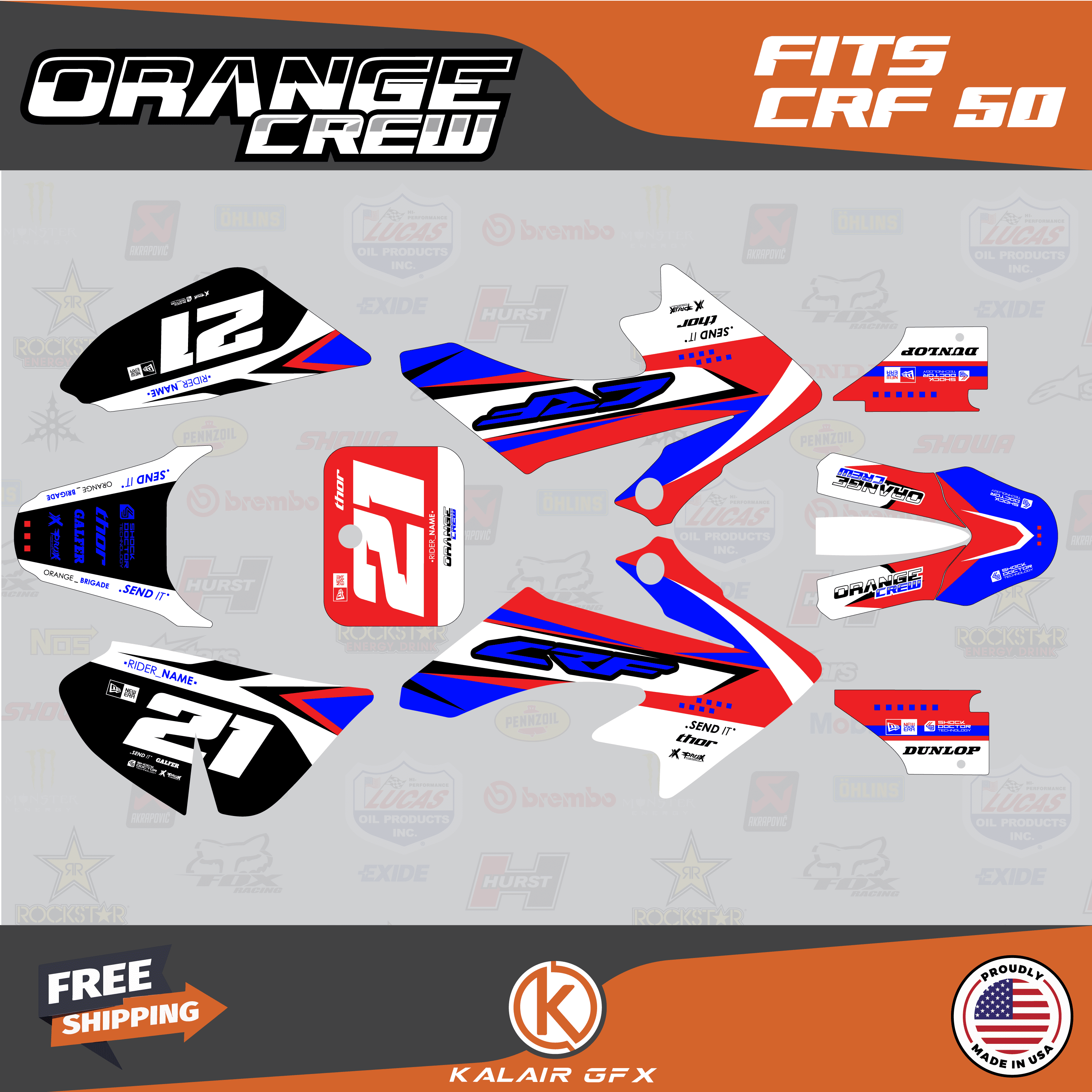 Kalair GFX Graphics Kit for Honda CRF50 (2004-2012) Og-crew Series ...