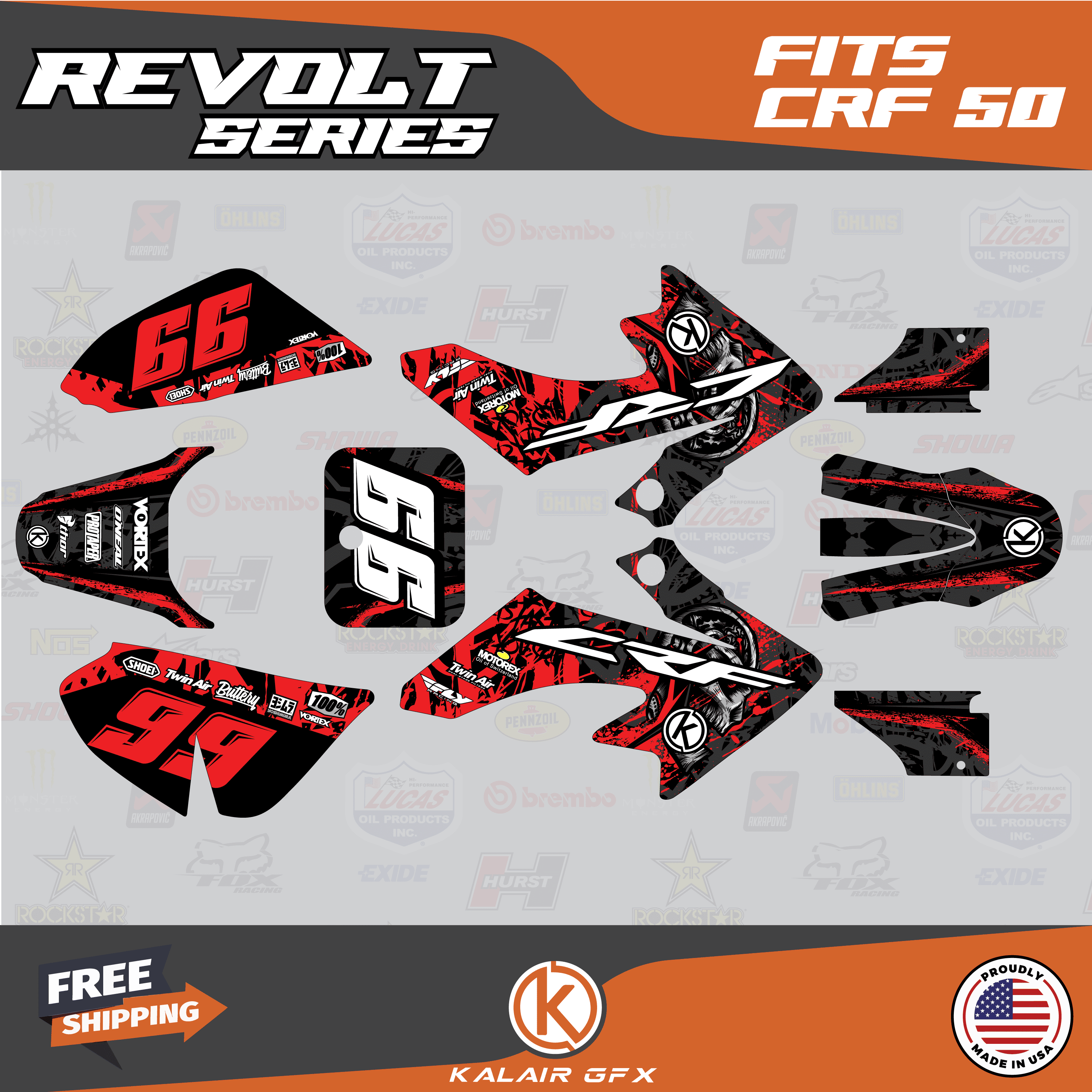 Kalair GFX Graphics Kit for Honda CRF50 (2004-2012) Revolt Series ...