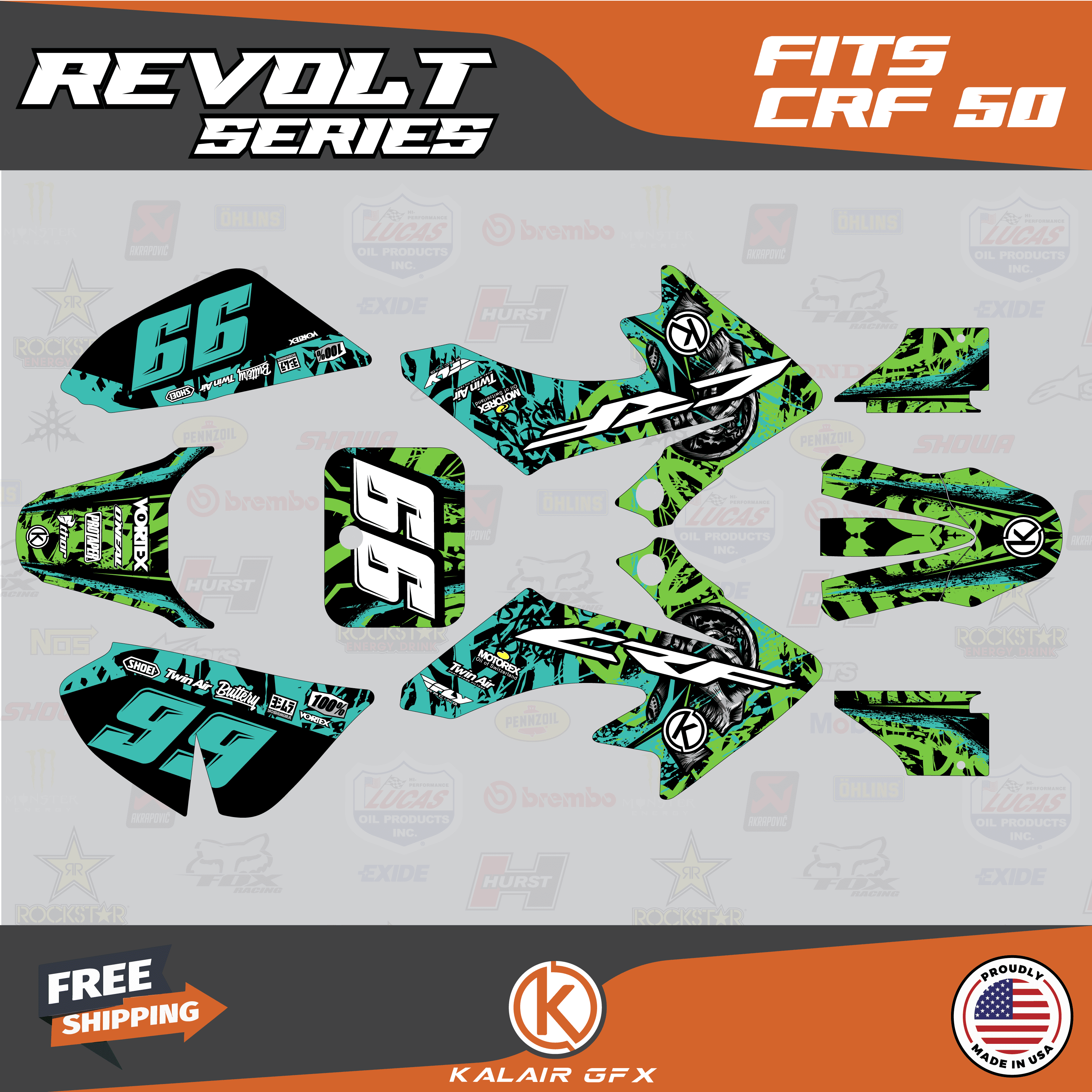 Kalair GFX Graphics Kit for Honda CRF50 (2004-2012) Revolt Series ...