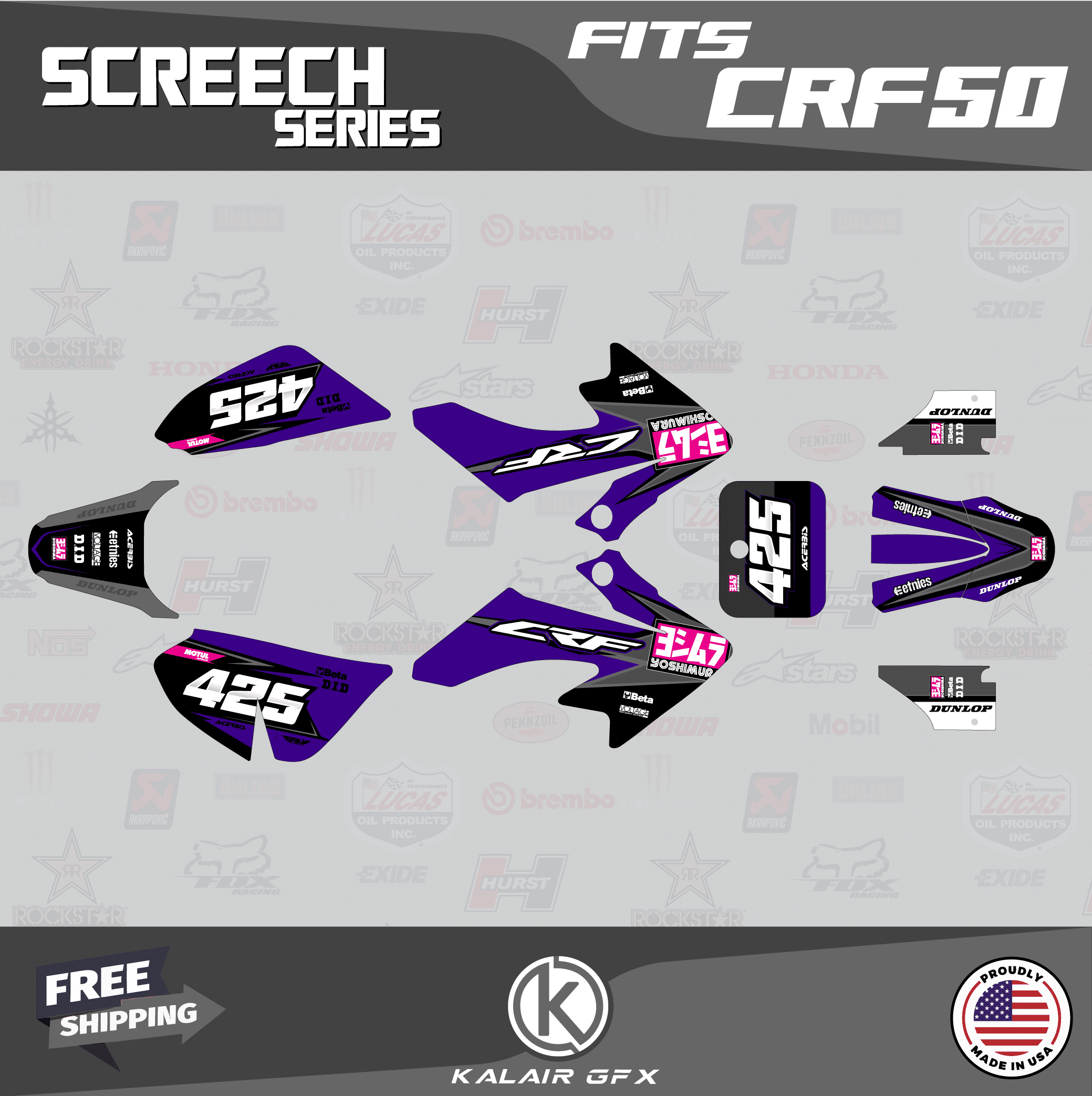 Kalair GFX Graphics Kit for Honda CRF50 (2004-2012) Screech Series ...