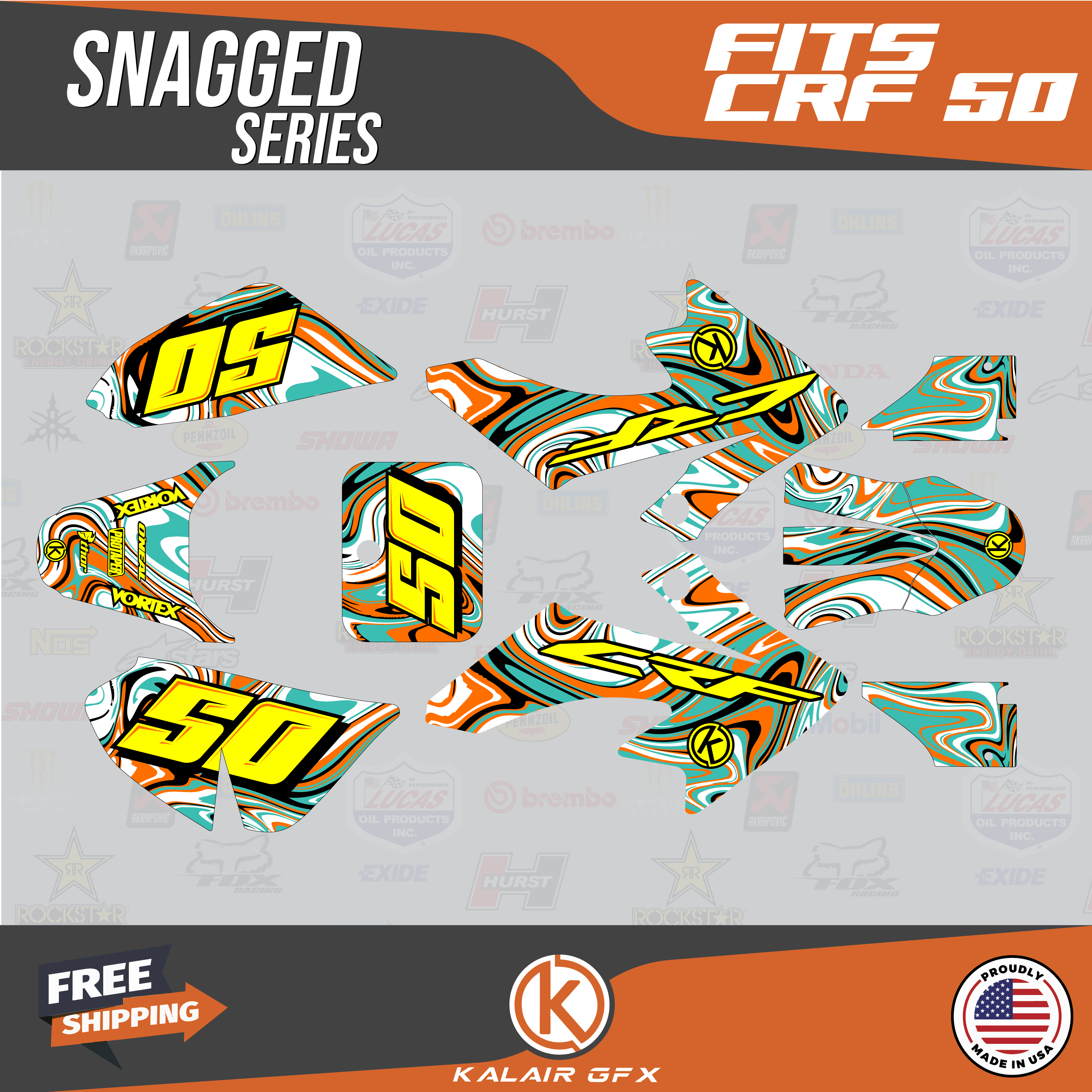 Kalair GFX Graphics Kit for Honda CRF50 (2004-2012) Snagged Series ...