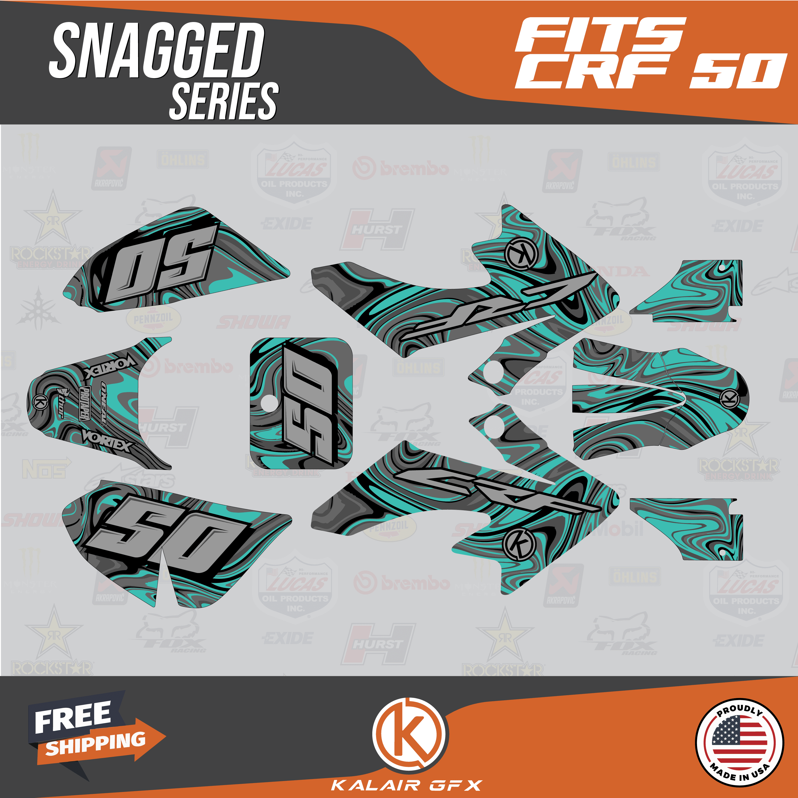 Kalair GFX Graphics Kit for Honda CRF50 (2004-2012) Snagged Series ...