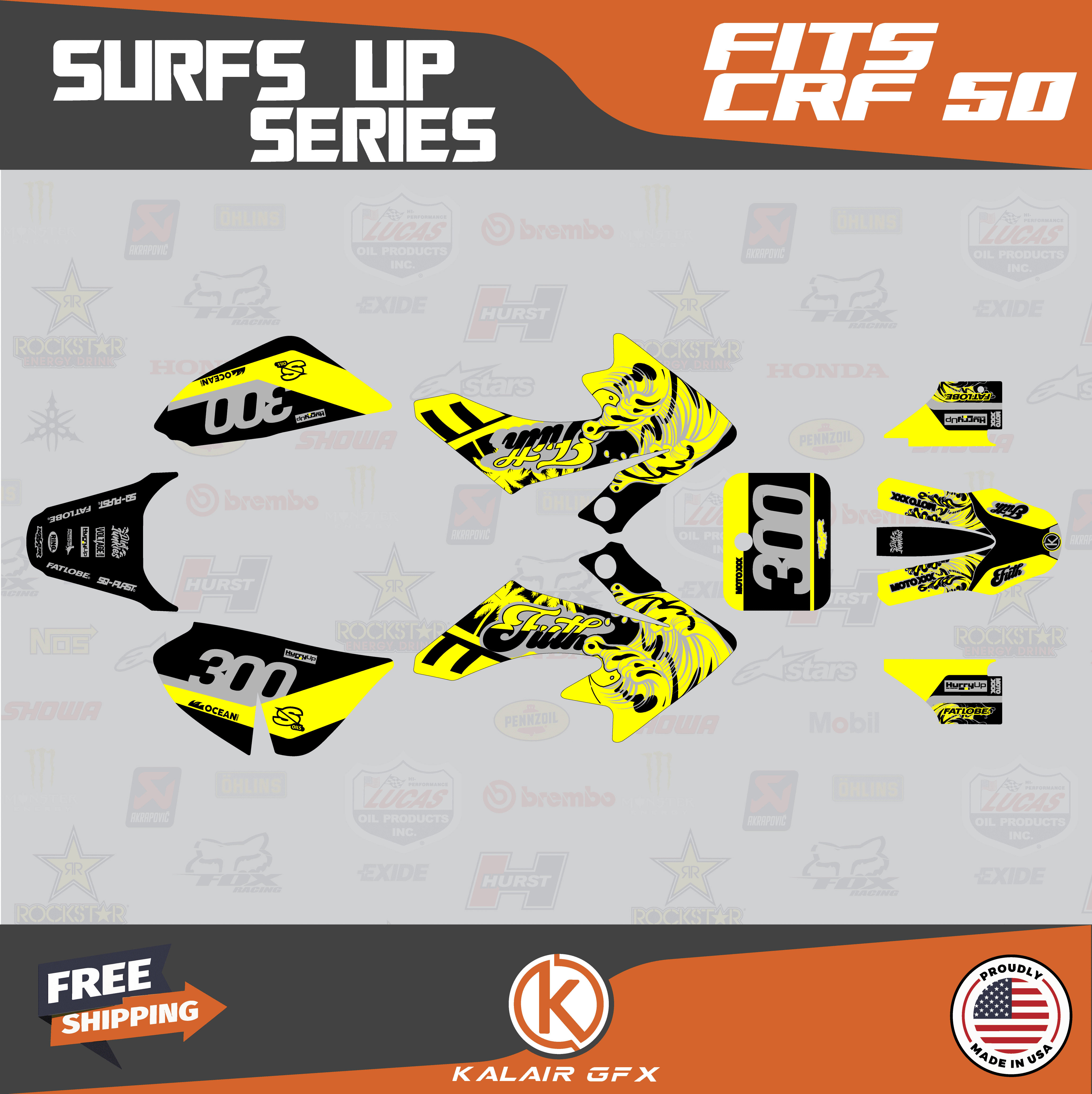 Kalair GFX Graphics Kit for Honda CRF50 (2004-2012) Surfsup Series ...