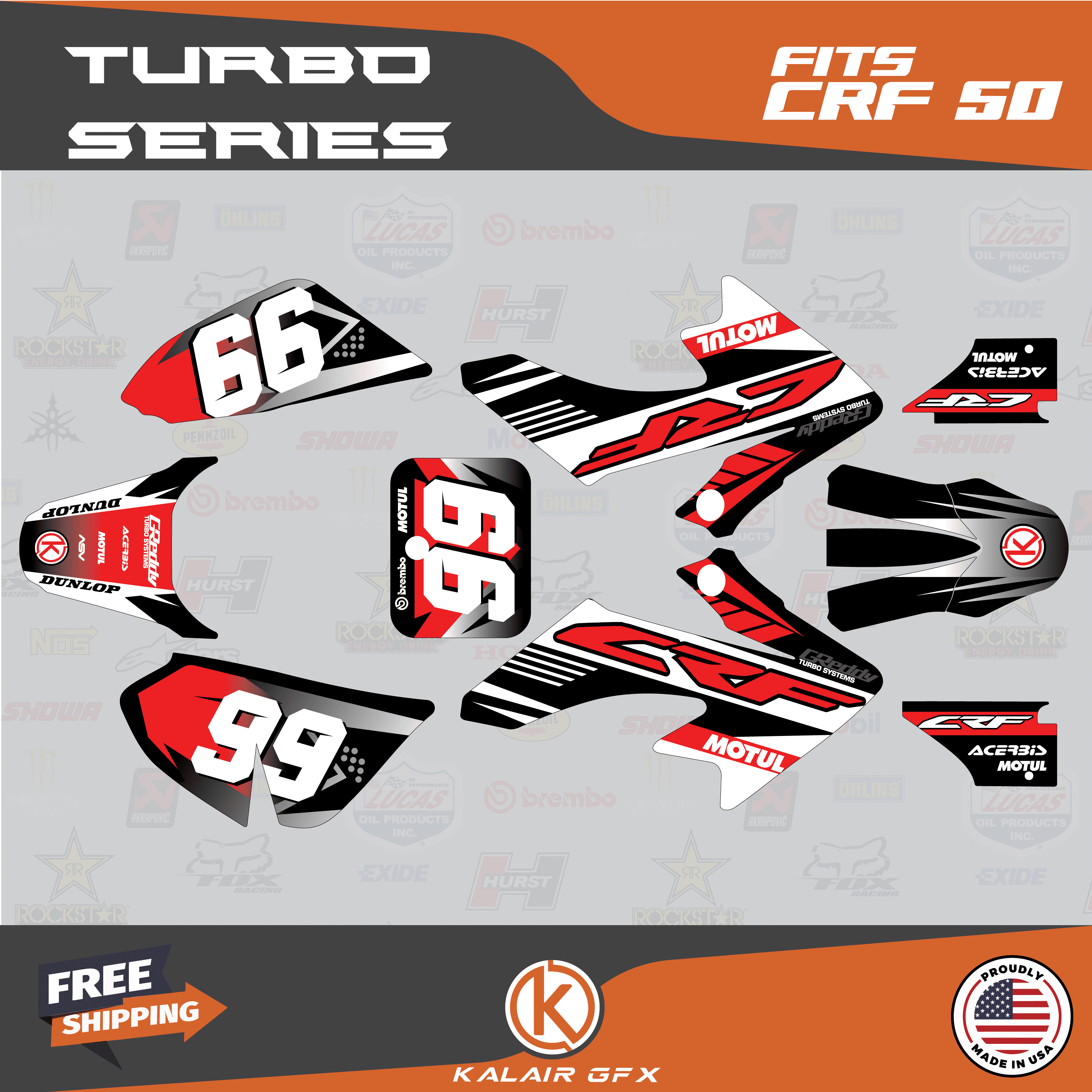 Kalair GFX Graphics Kit for Honda CRF50 (2004-2012) Turbo Series ...