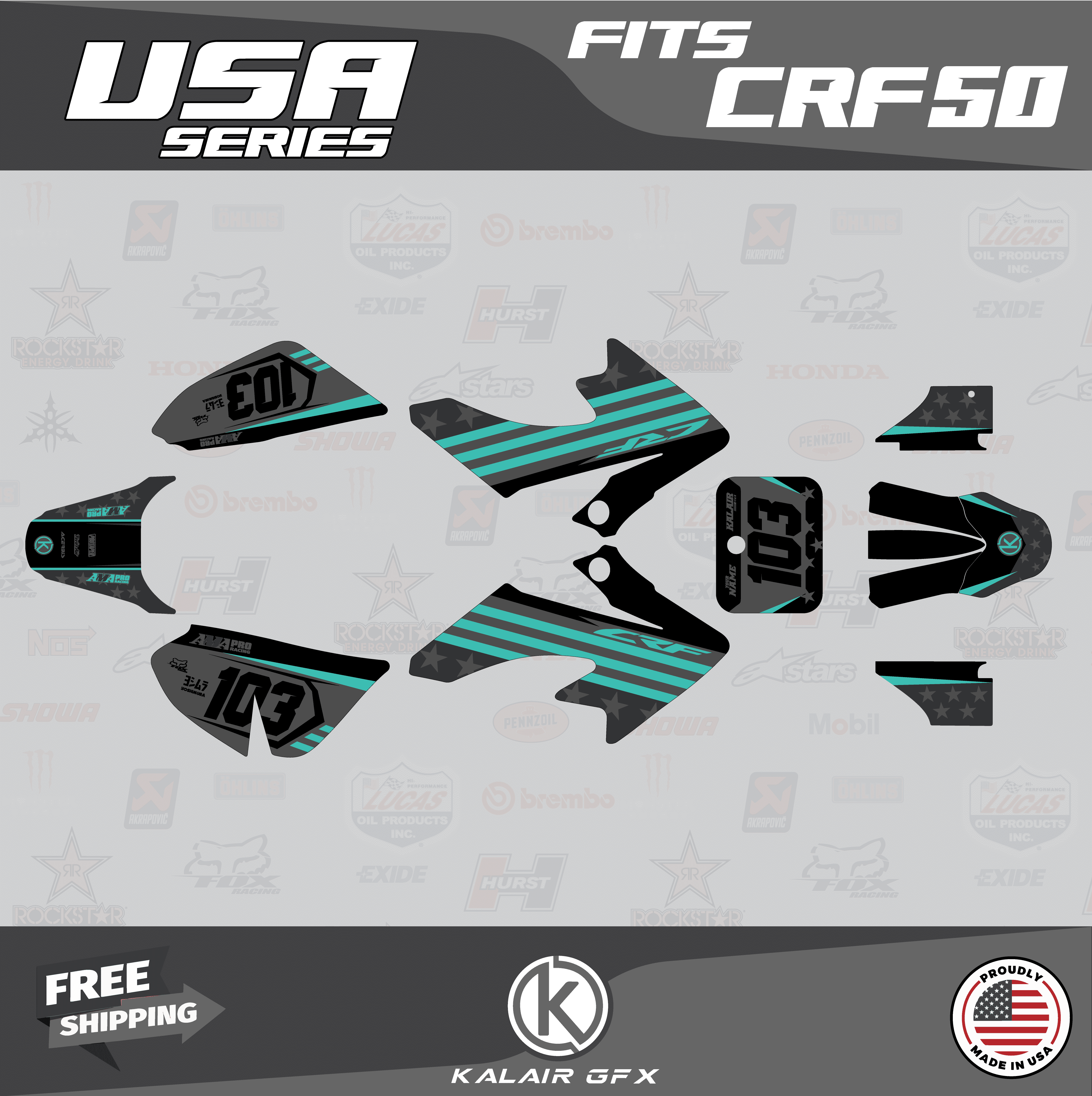 Kalair GFX Graphics Kit for Honda CRF50 (2004-2012) Usa Series ...
