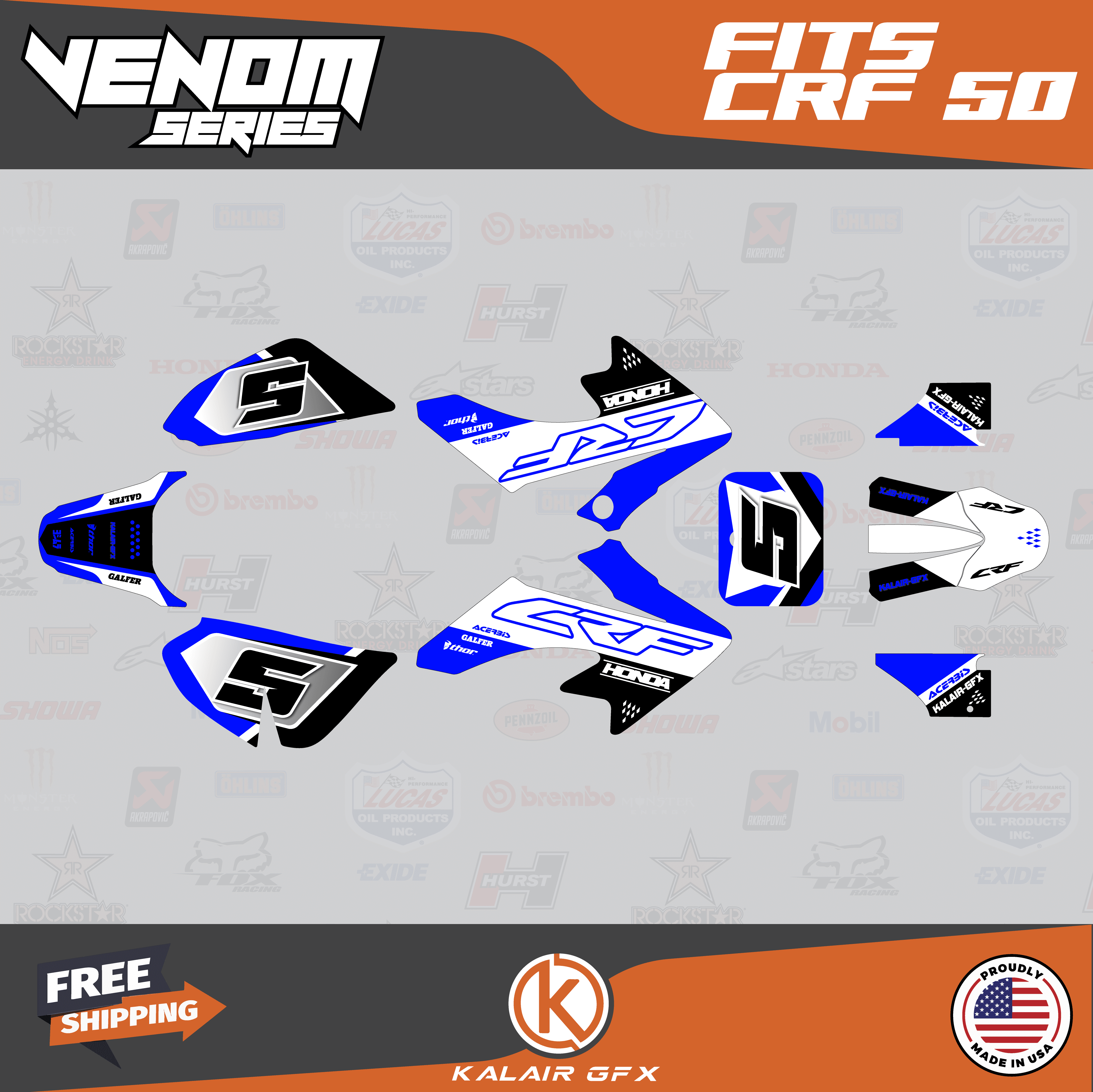 Kalair GFX Graphics Kit for Honda CRF50 (2004-2012) Venom Series ...