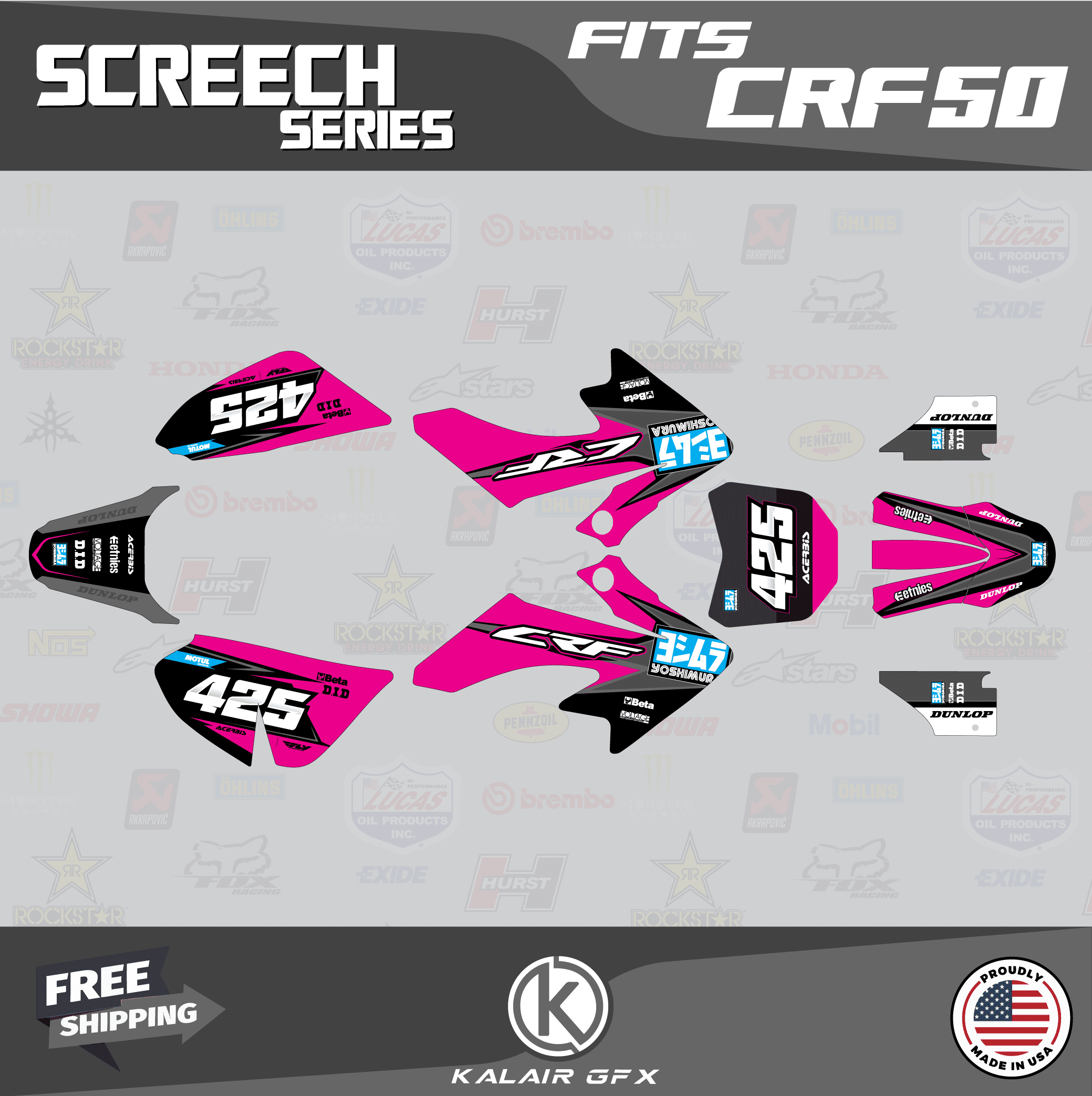 Kalair GFX Graphics Kit for Honda CRF50 (2013-2023) Screech Series ...