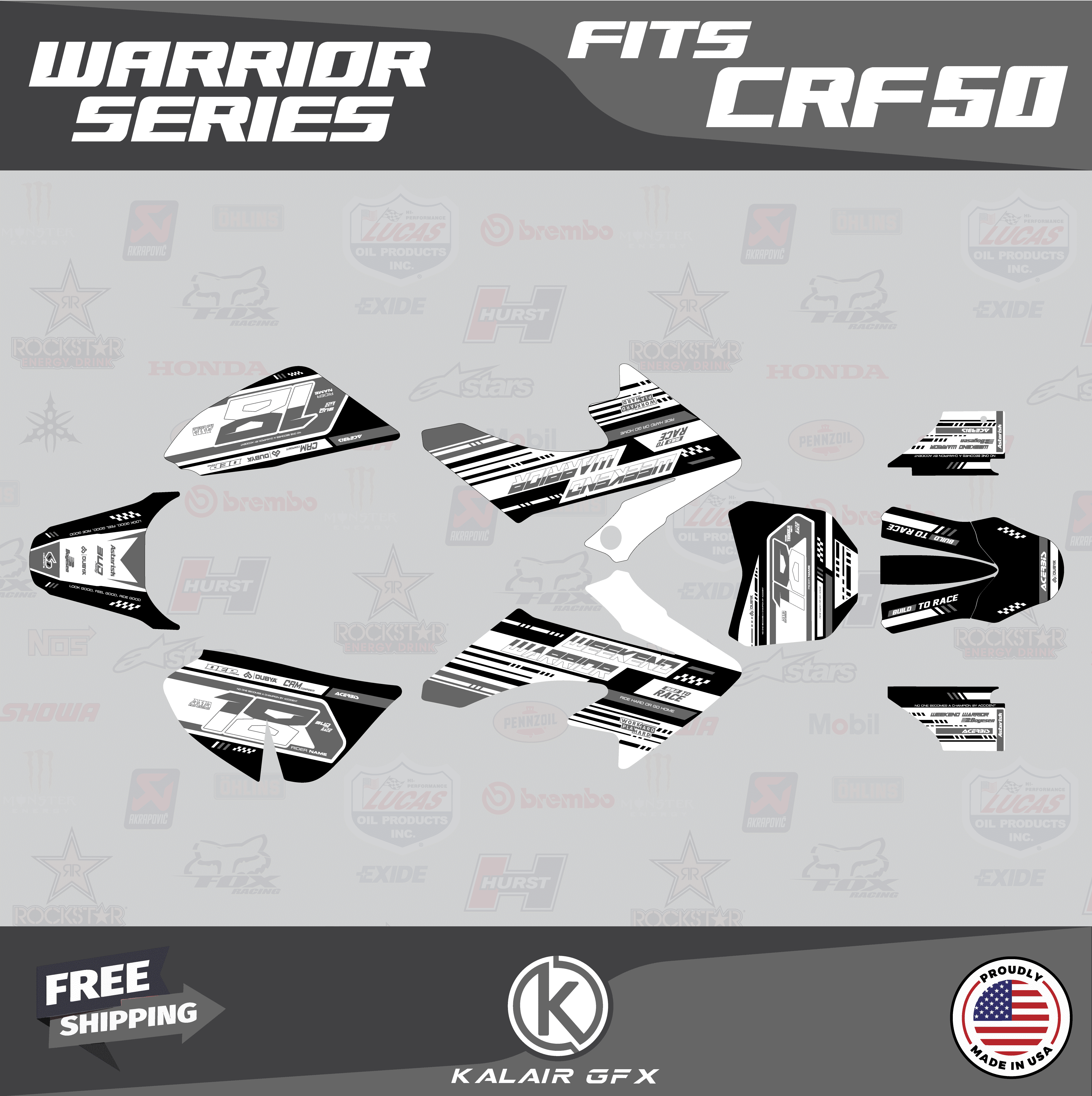 Kalair GFX Graphics Kit for Honda CRF50 (2013+) Warrior Series ...
