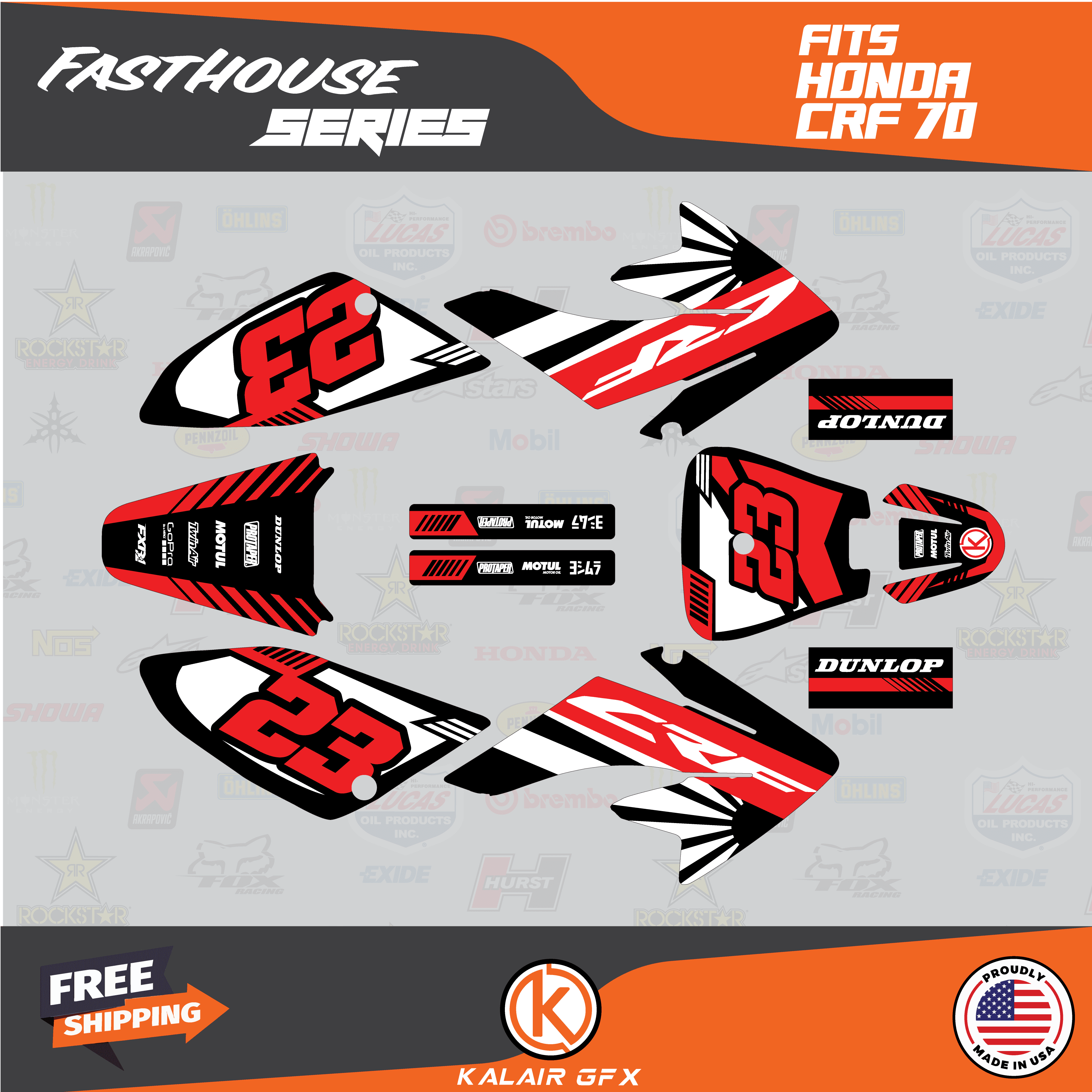 Kalair GFX Graphics Kit for Honda CRF70 (2004-2023) Fh Series - Walmart.com