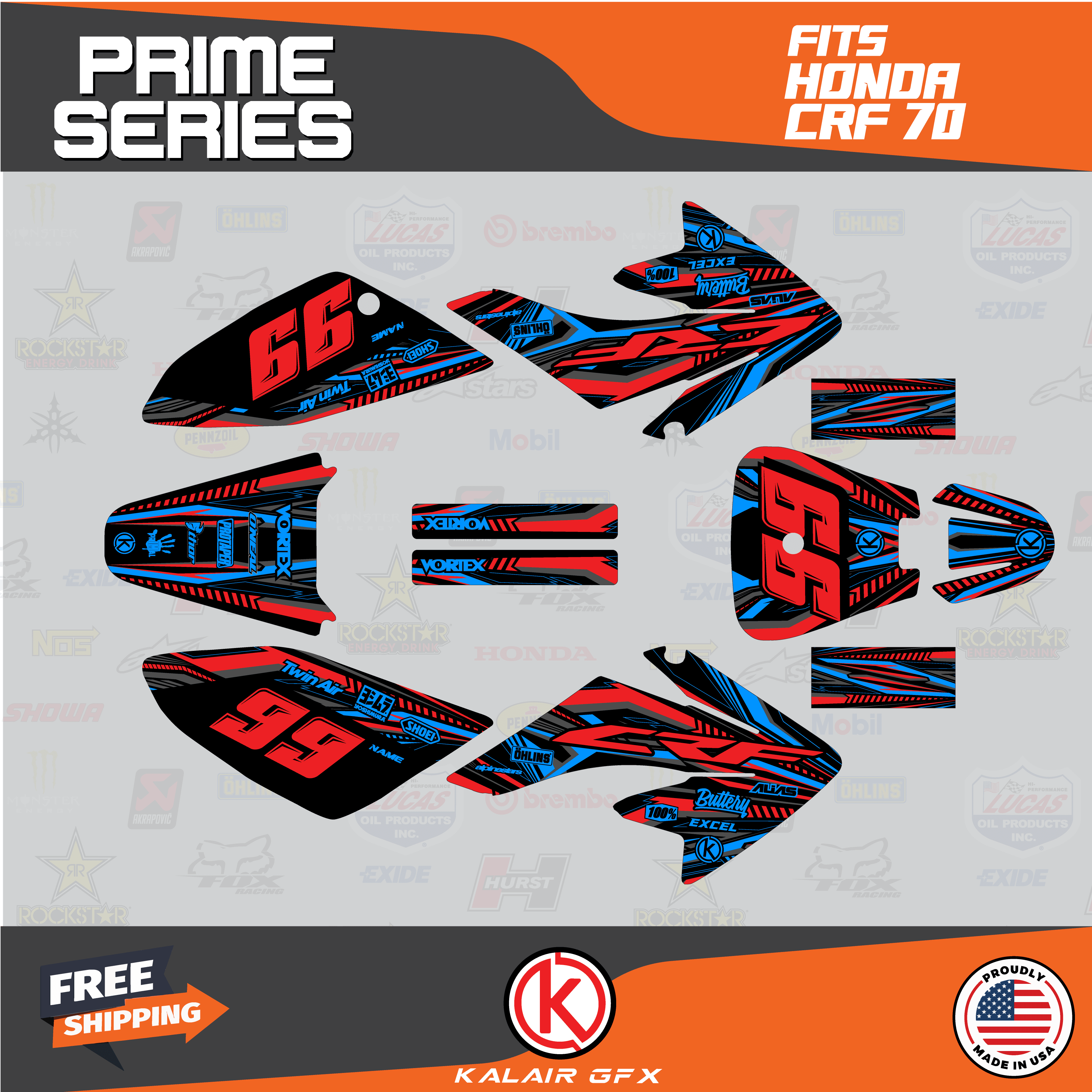 Kalair GFX Graphics Kit for Honda CRF70 (2004-2023) Prime Series ...