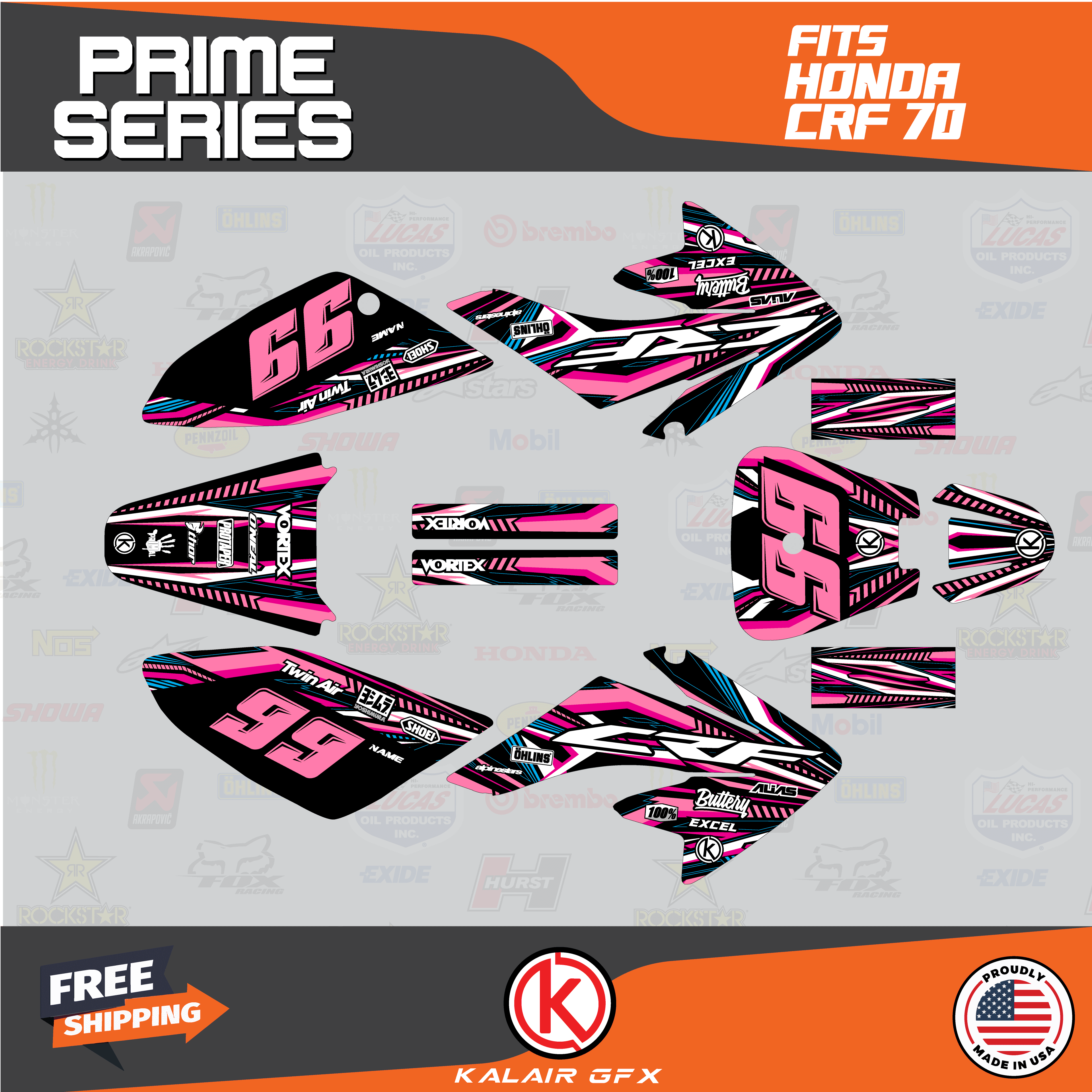 Kalair GFX Graphics Kit for Honda CRF70 (2004-2023) Prime Series ...