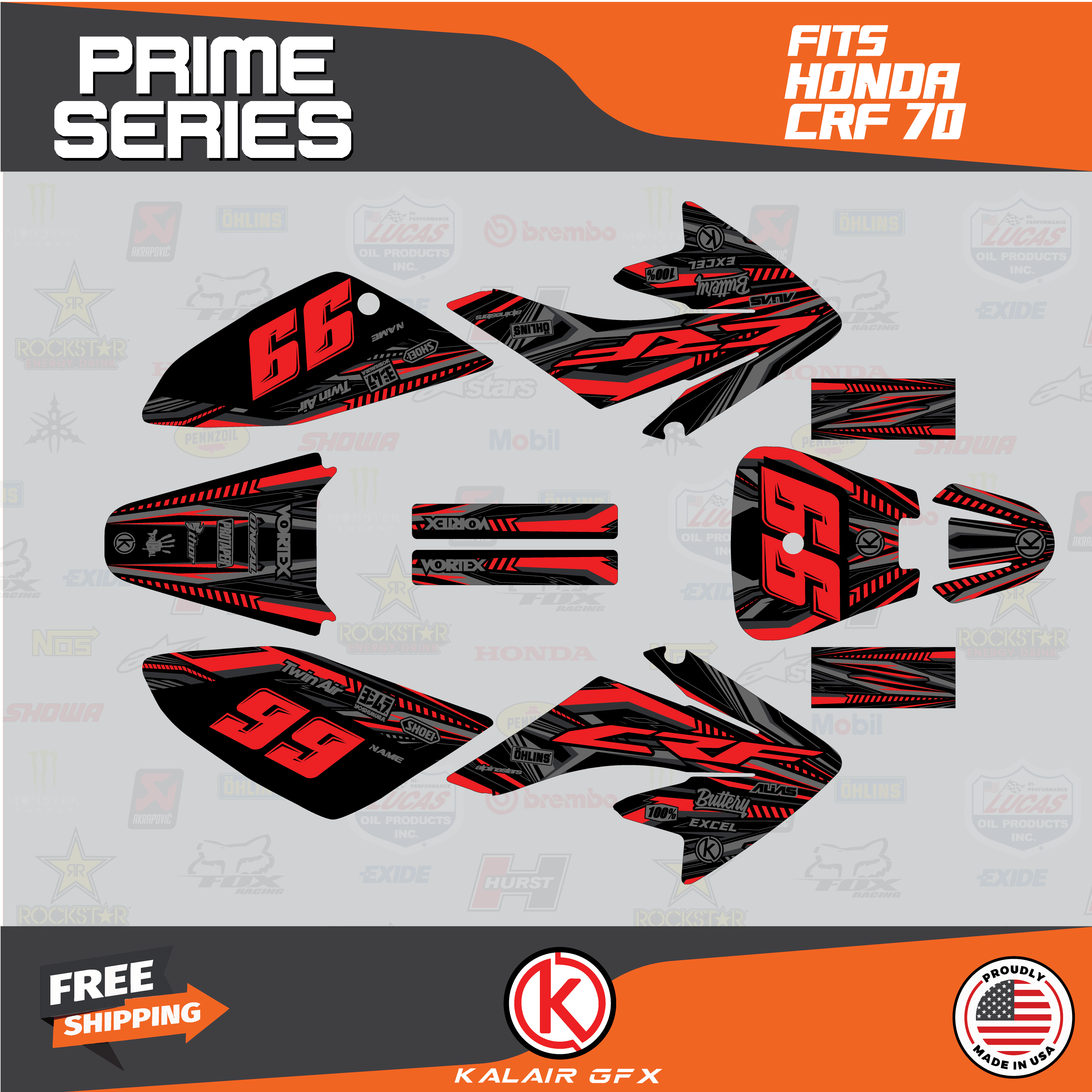 Kalair GFX Graphics Kit for Honda CRF70 (2004-2023) Prime Series ...