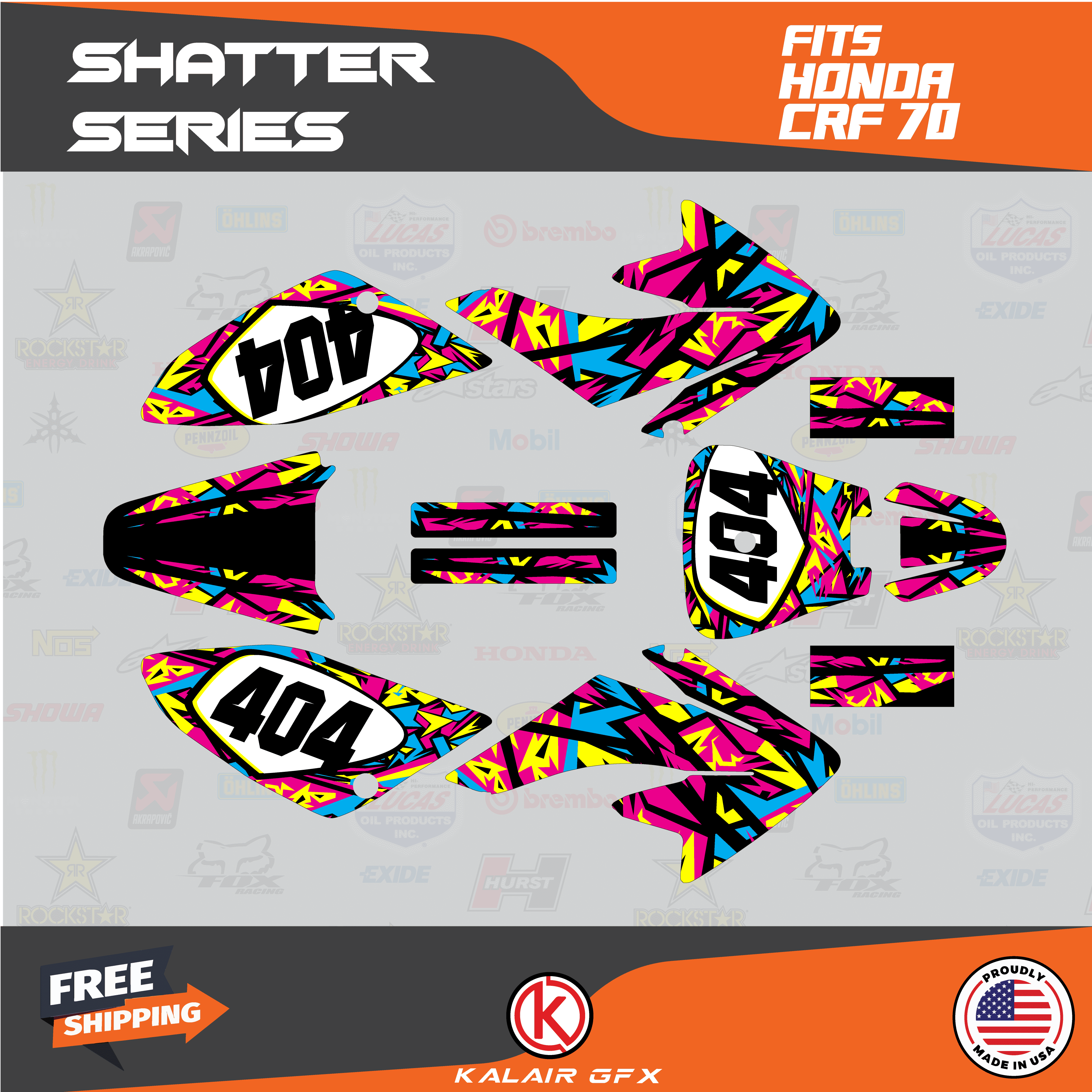 Kalair GFX Graphics Kit for Honda CRF70 (2004-2023) Shatter Series ...