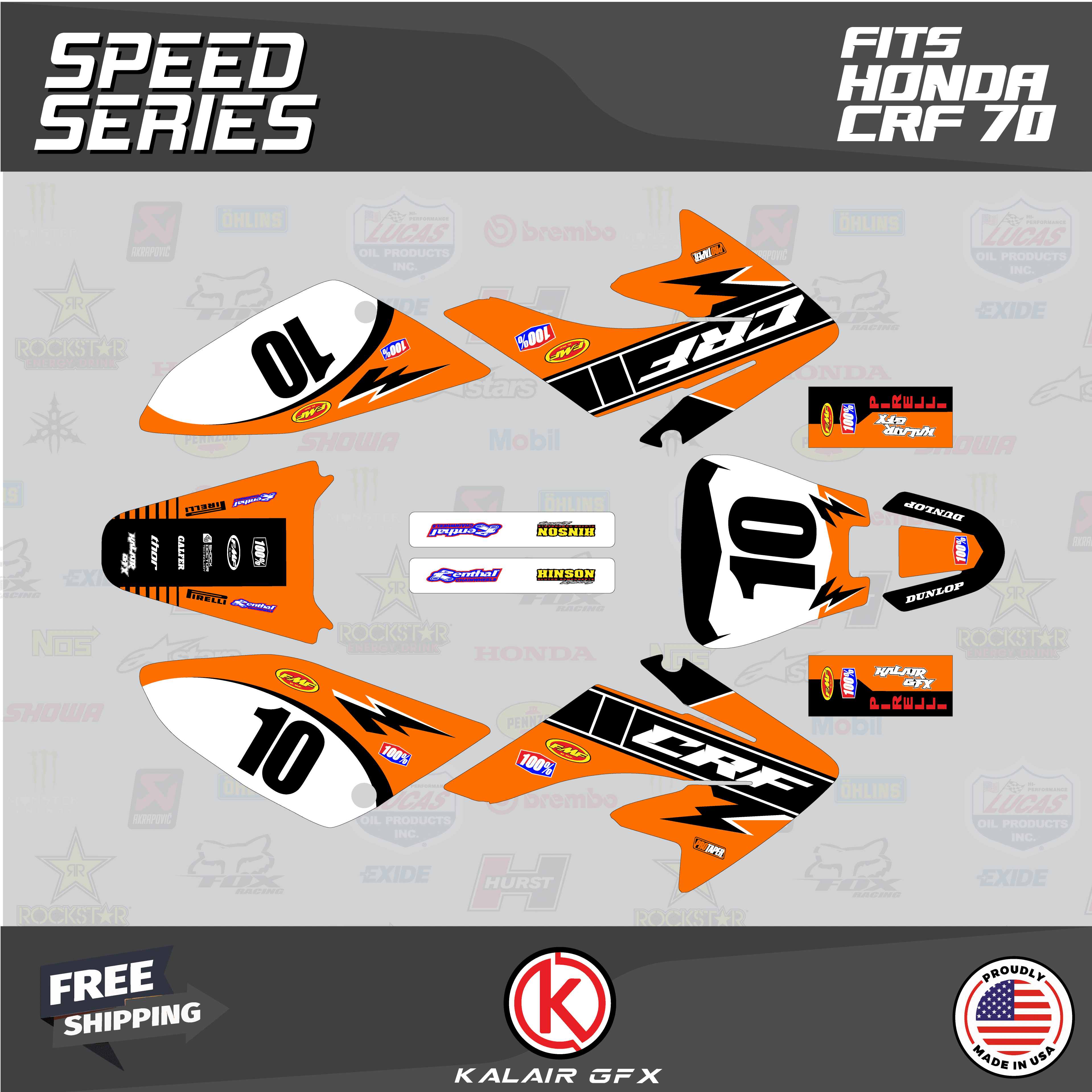 Kalair GFX Graphics Kit for Honda CRF70 (2004-2023) Speed Series ...