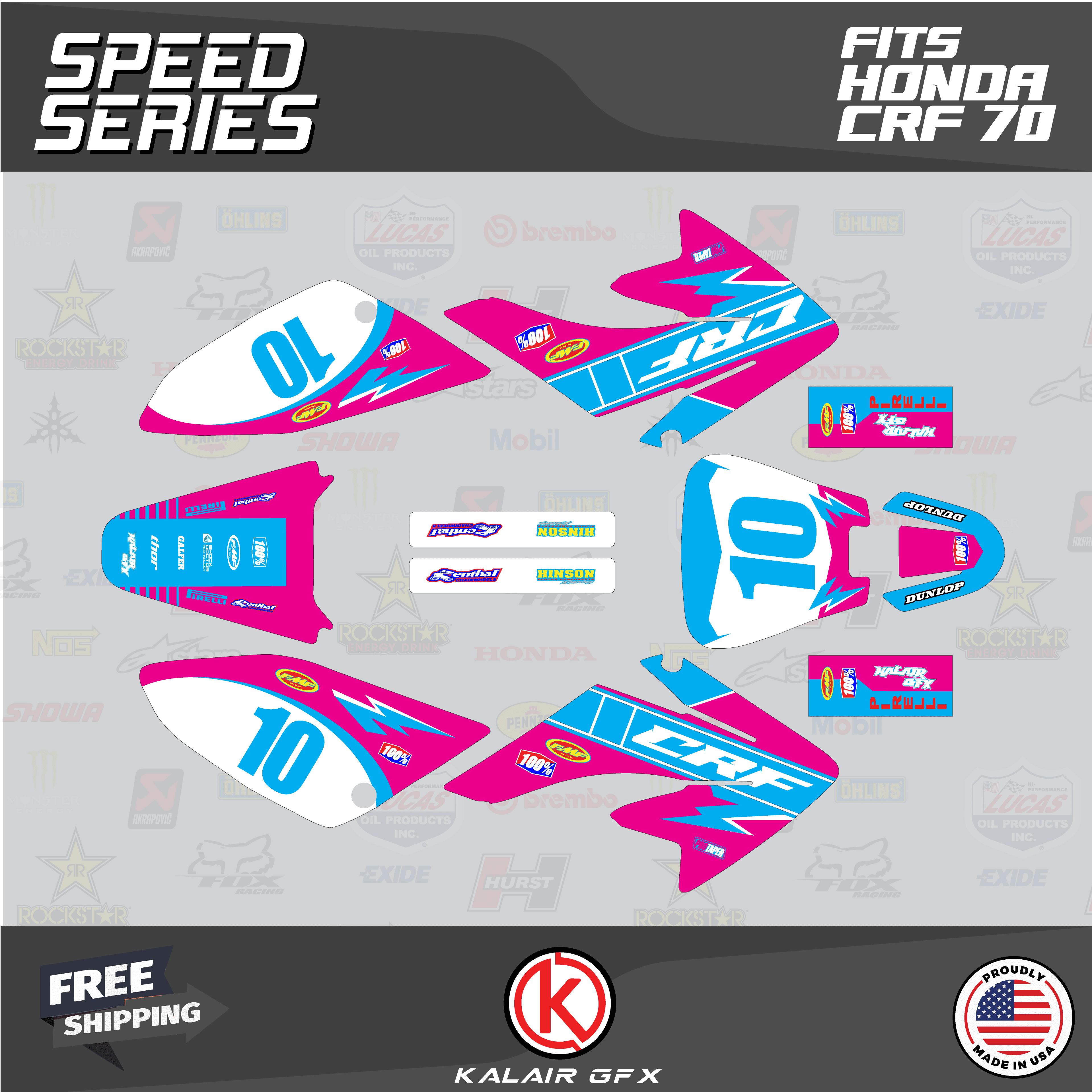 Kalair GFX Graphics Kit for Honda CRF70 (2004-2023) Speed Series ...