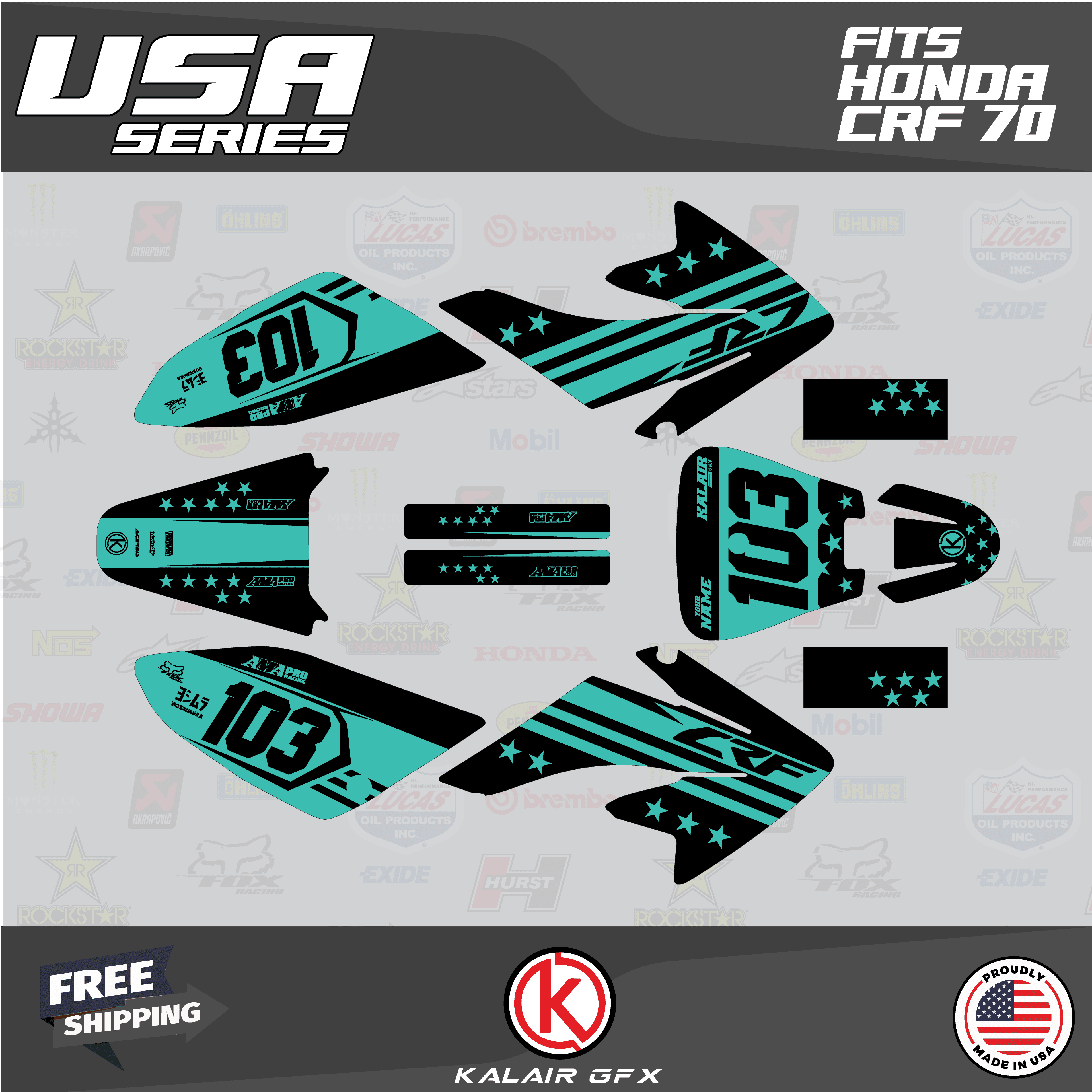 Kalair GFX Graphics Kit for Honda CRF70 (2004-2023) Usa Series ...
