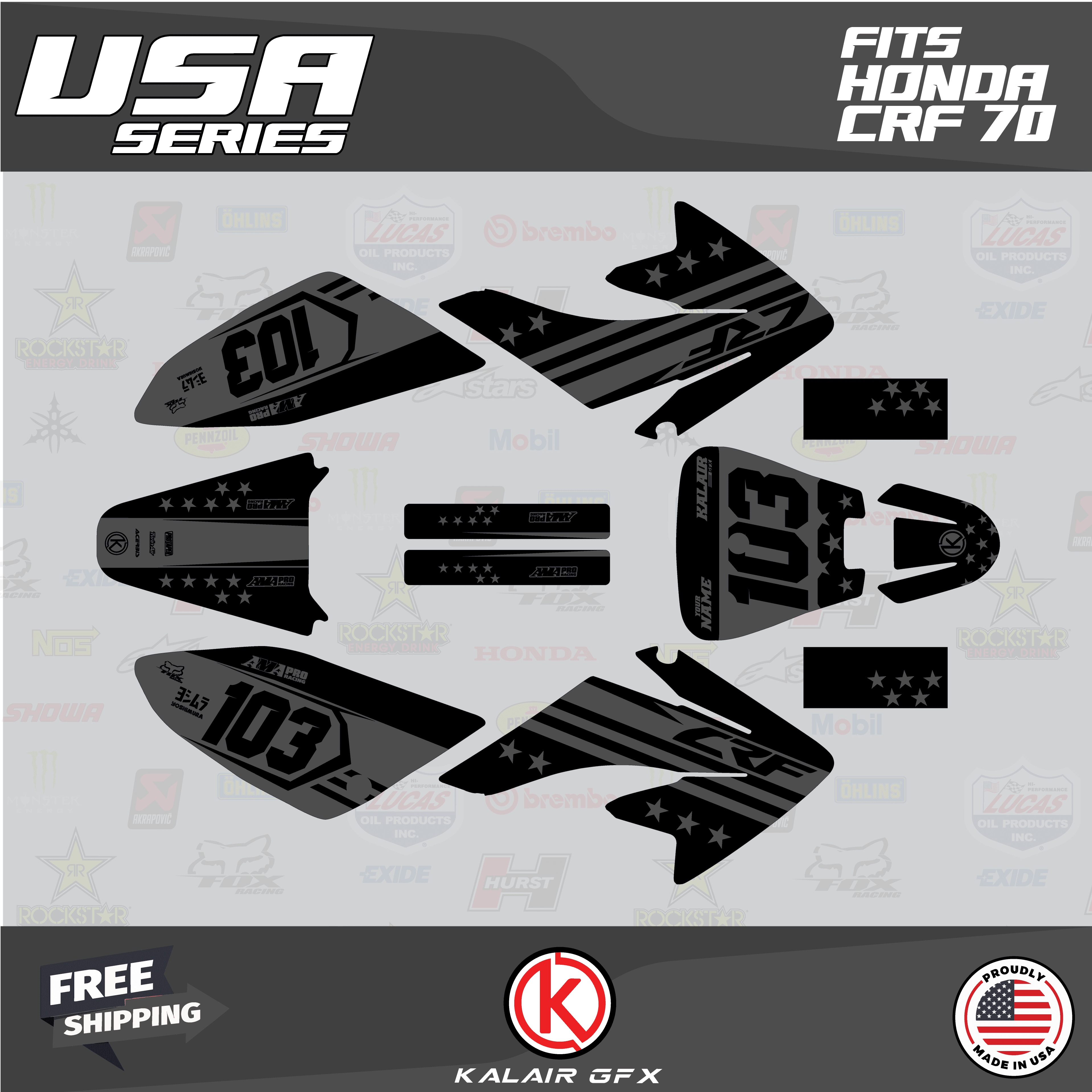 Kalair GFX Graphics Kit for Honda CRF70 (2004-2023) Usa Series ...