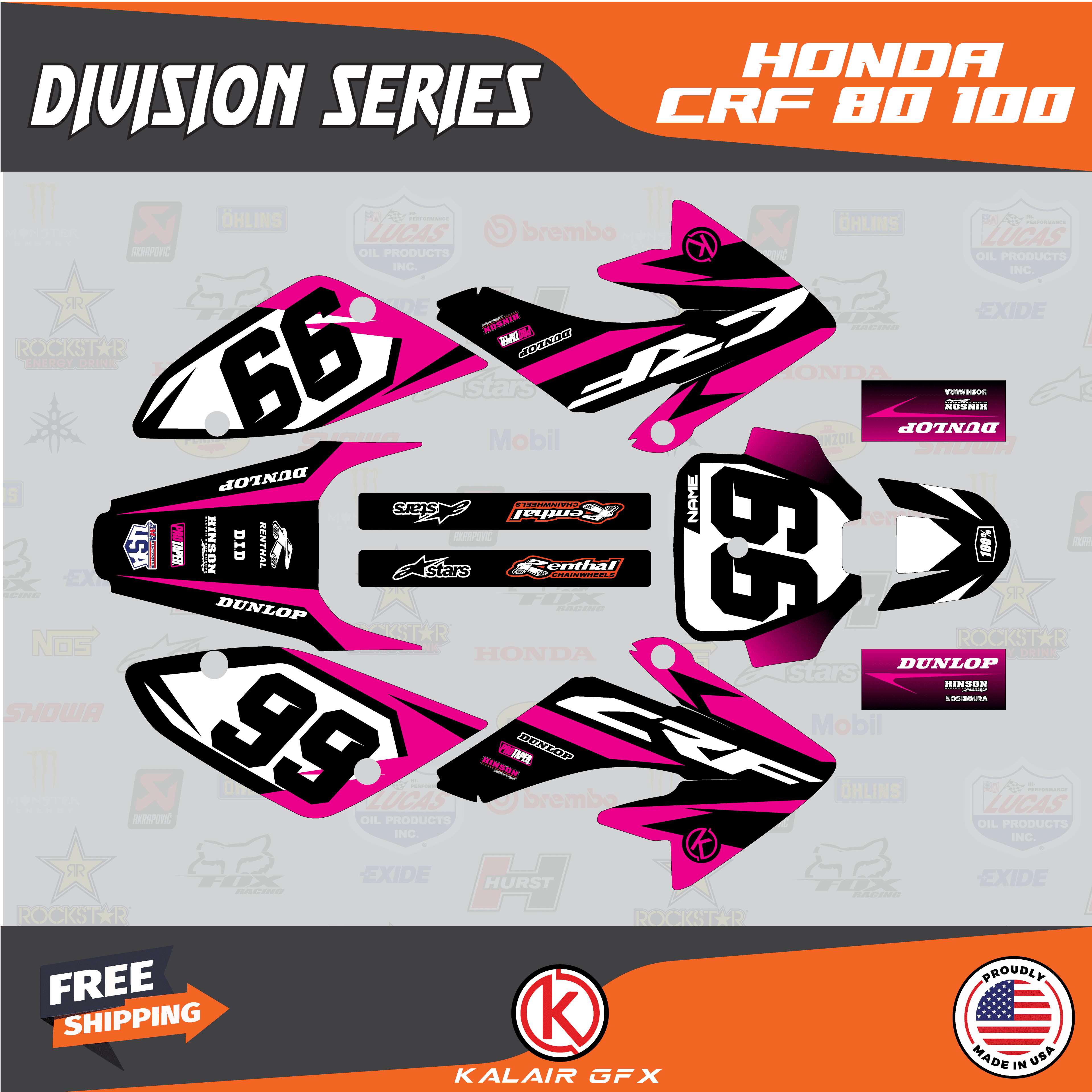 Kalair GFX Graphics Kit for Honda CRF80 (2004-2010) Division Series ...