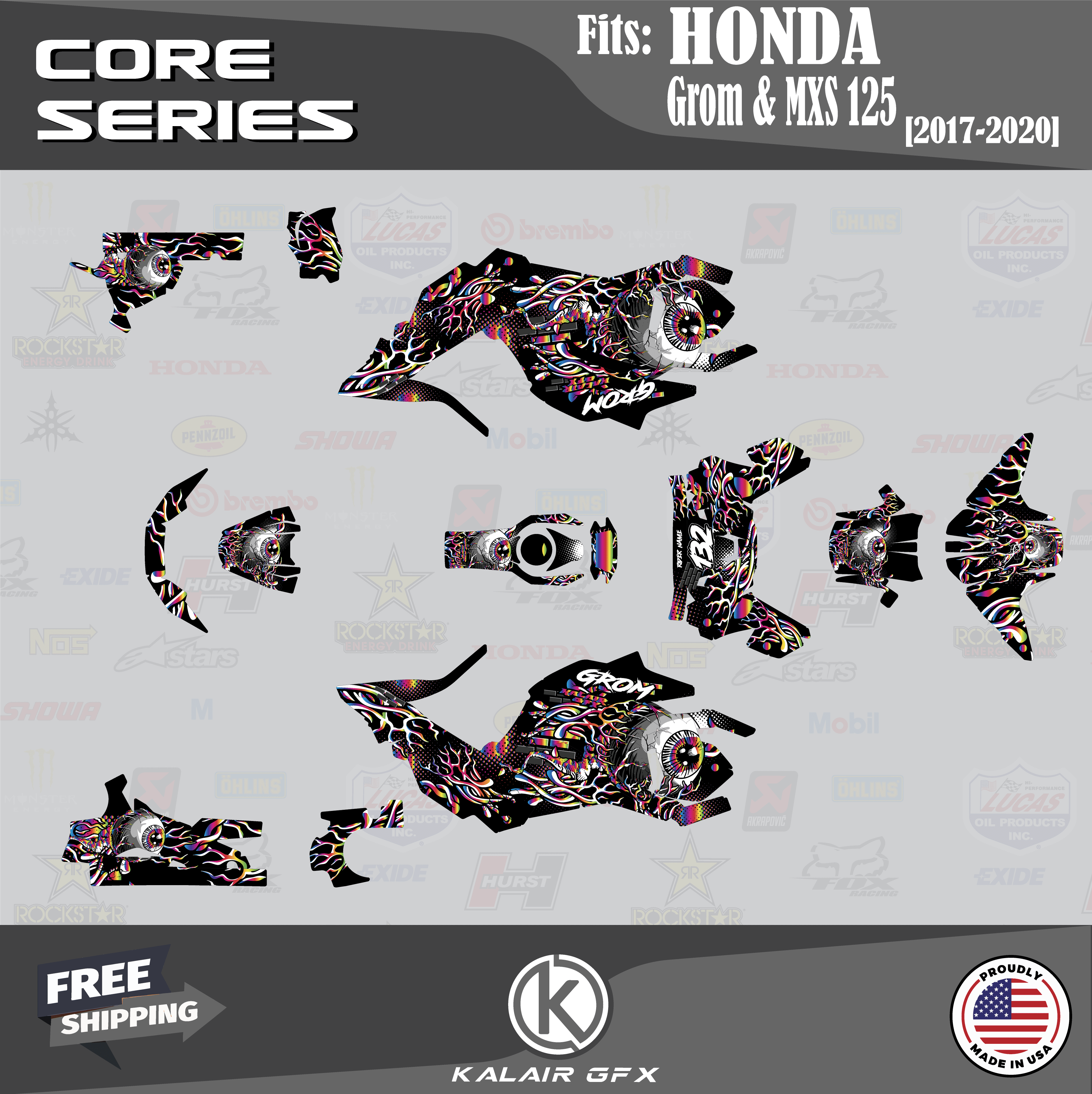 Kalair GFX Graphics Kit for Honda Grom MSX125 (2017-2020) Core Series ...